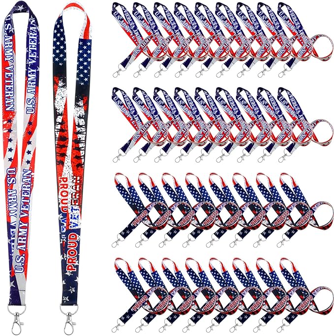 Amazon.com: Yilloog 36 Pcs American Flag Lanyard Veteran Lanyards for ...