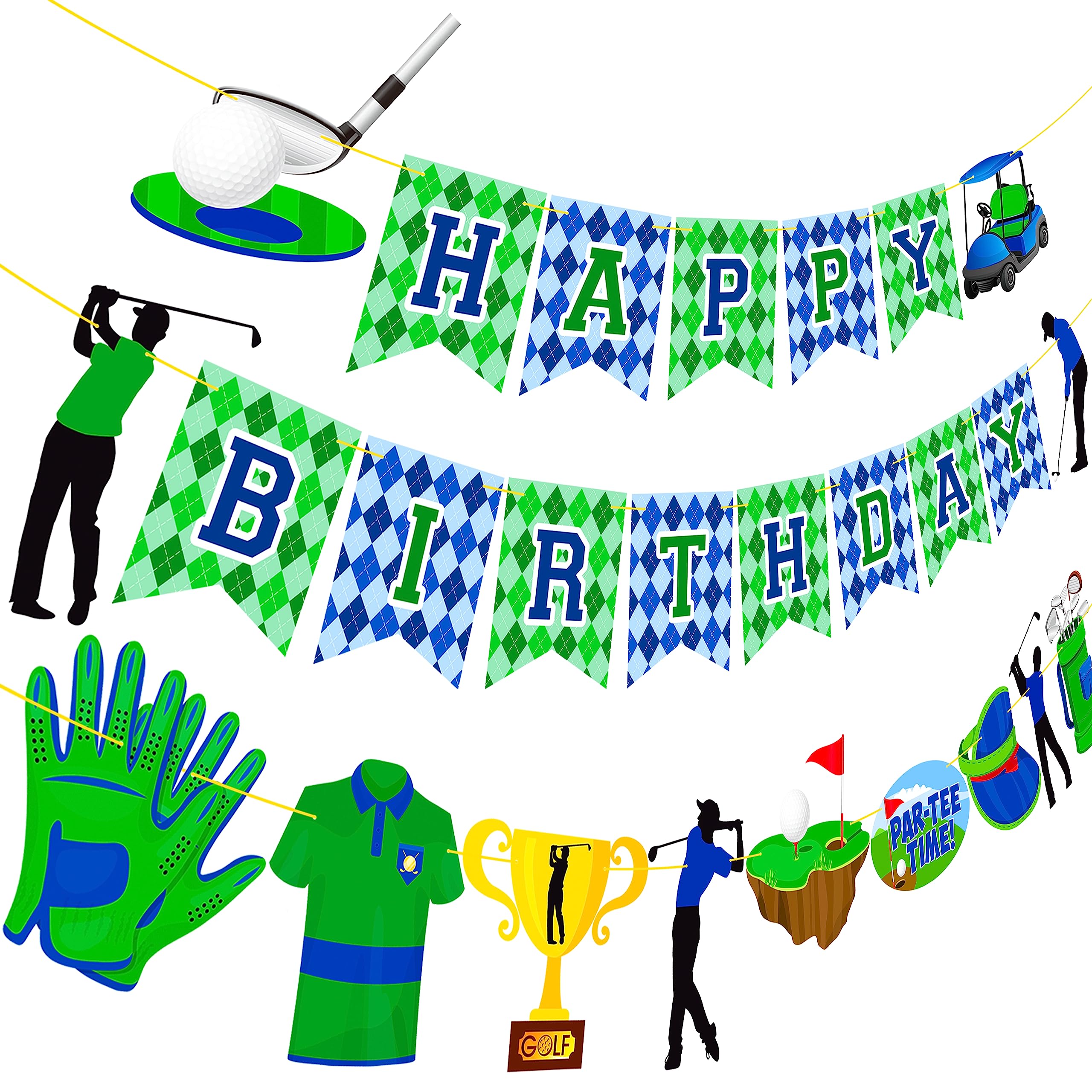 Amazon.com: Golf Party Banners 3Pcs Golf Happy Birthday Banners Golf ...