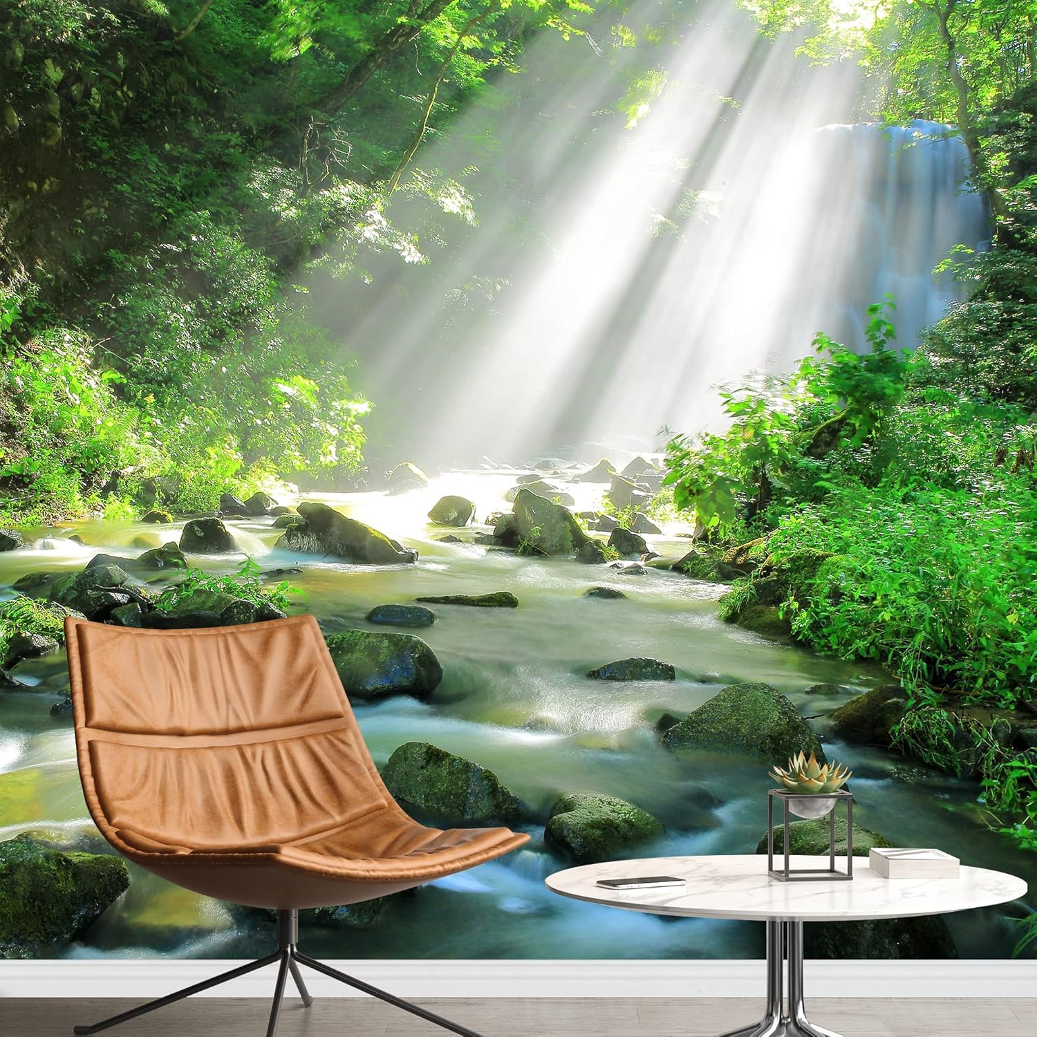 Forest River Wallpaper Mural, Sun Exposure Self-Adhesive Bedroom Large ...