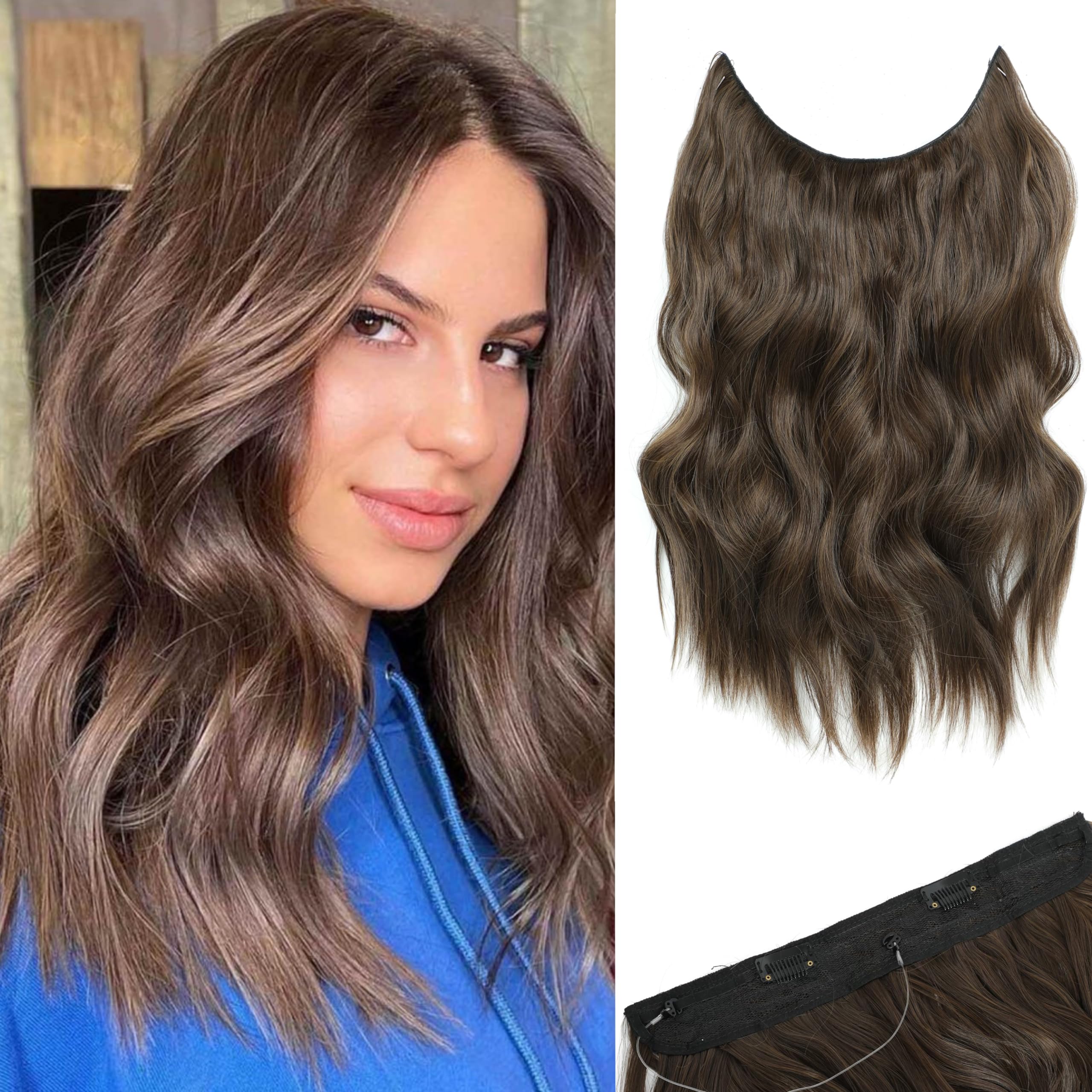 1 x RAW Customer Returns Ms TAj Brown Halo Hair Extensions 12 inch wit ...