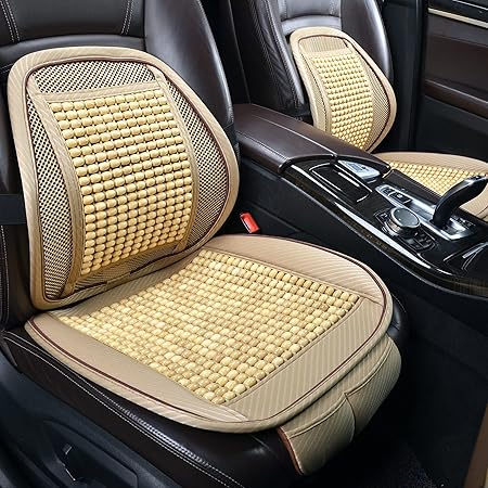 Amazon.com: KENNISI Wood Beads car Lumbar Support,Cushion Plus Cushion ...