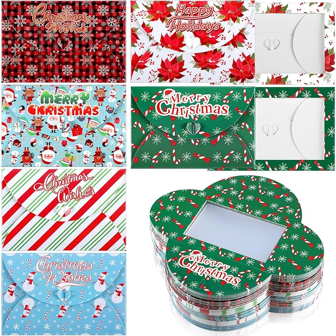 Amazon.com : Zhanmai 120 Pcs Christmas Window Gift Card Envelopes 4 x 2 ...
