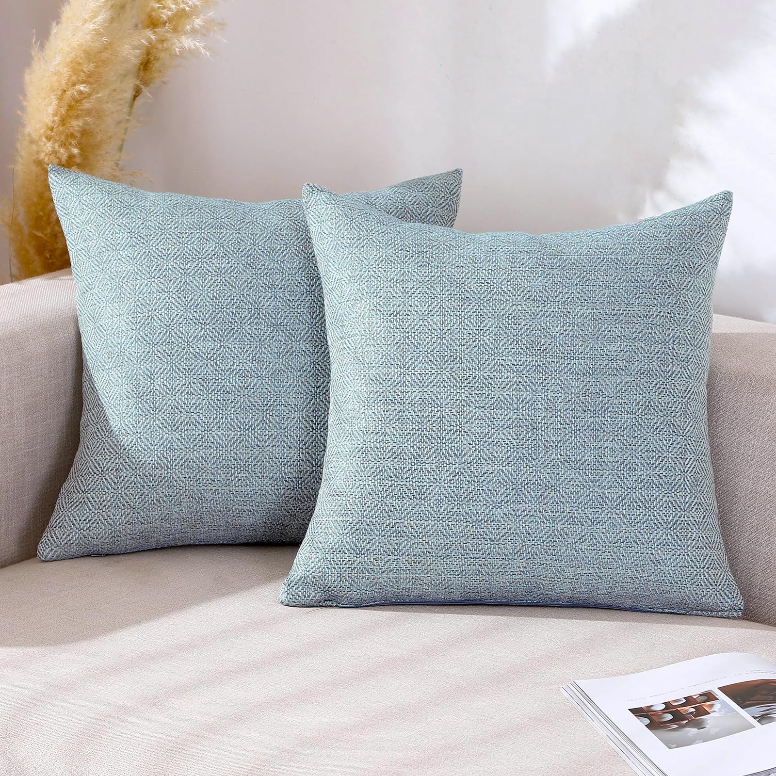 Amazon.com: Jepeak Burlap Linen Pack of 2 Throw Pillow Covers 22x22 ...