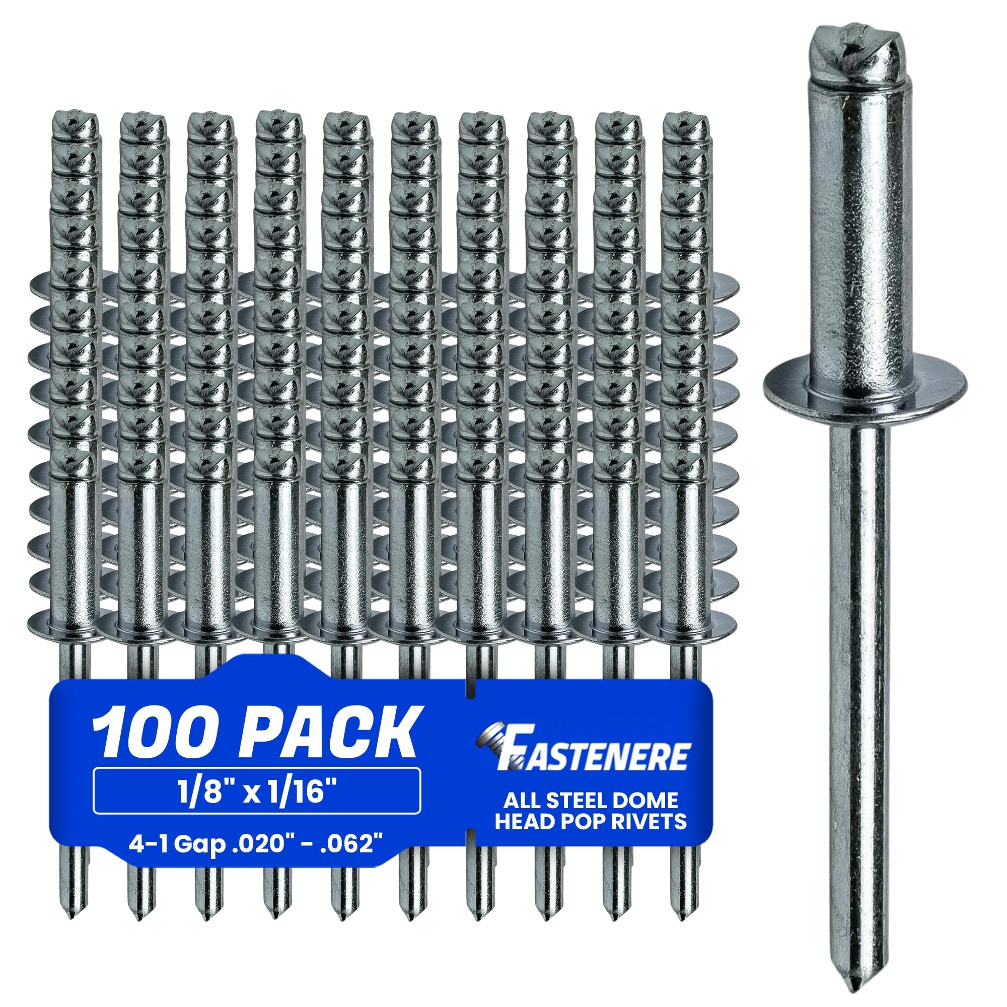 Amazon.com: Fastenere Pop Rivets - 1/8" x 1/16" (100 pcs) Heavy Duty ...