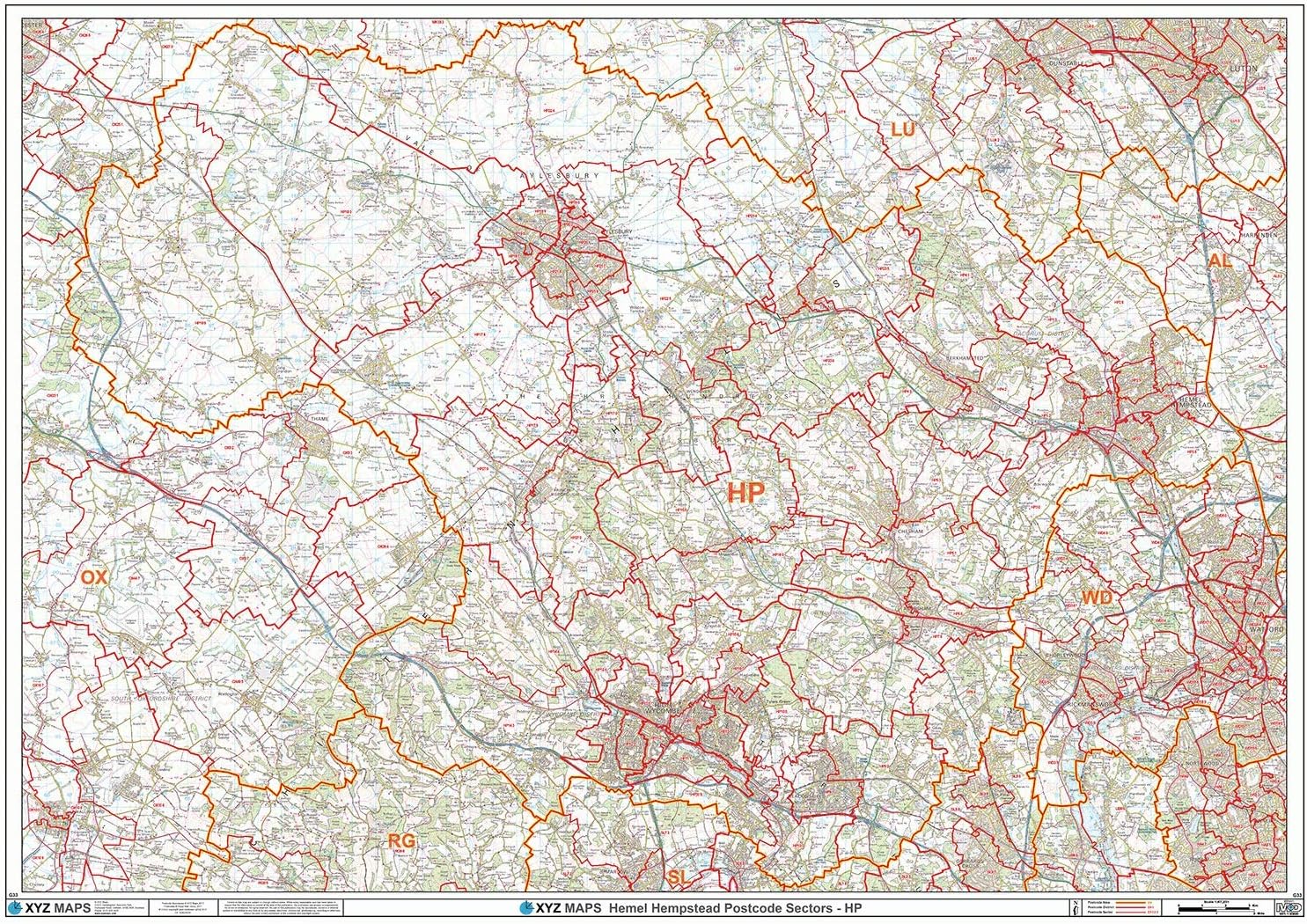 Hemel Hempstead - HP - Postcode Wall Map - Plastic Coated : Amazon.co ...