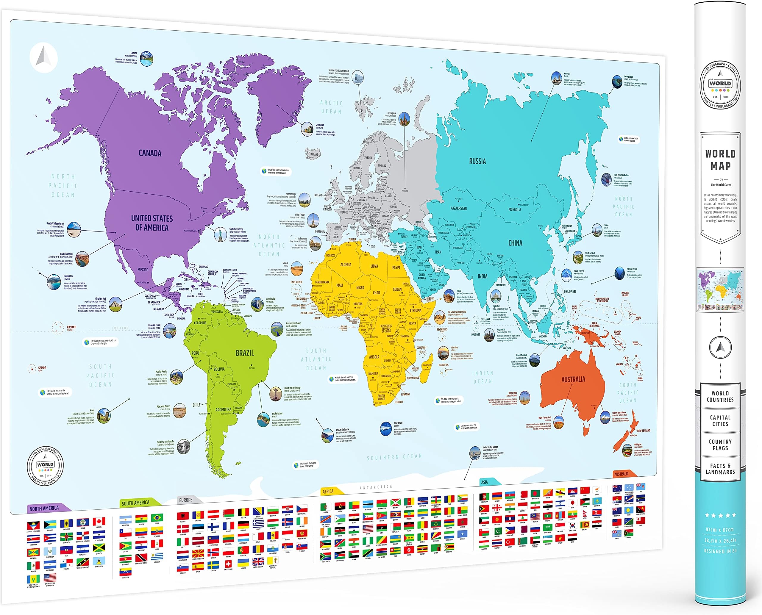 Scratch Off World Map - Extra Large - Black and Gold Scratchable World ...
