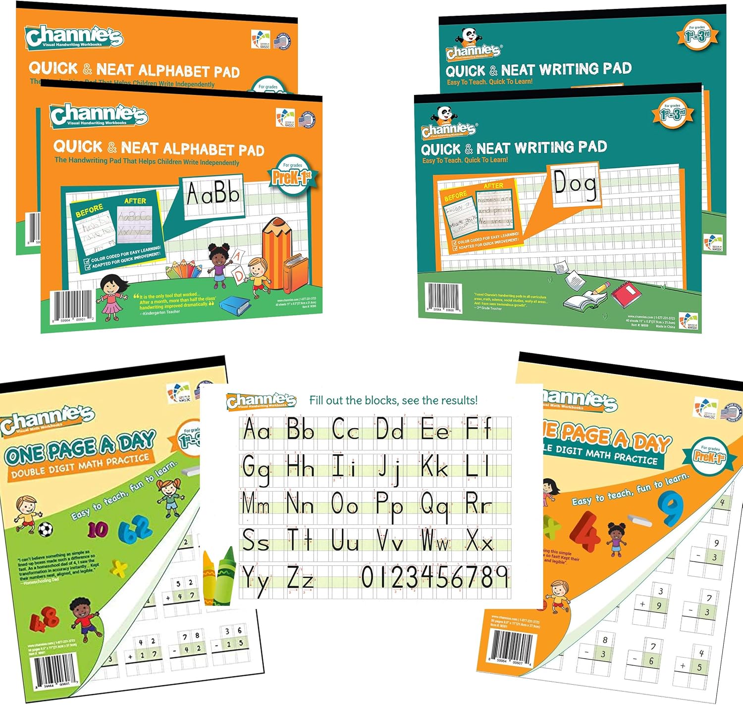 Amazon.com: Channie’s Workbook Set for Pre-Kindergarten - 3rd Grade ...