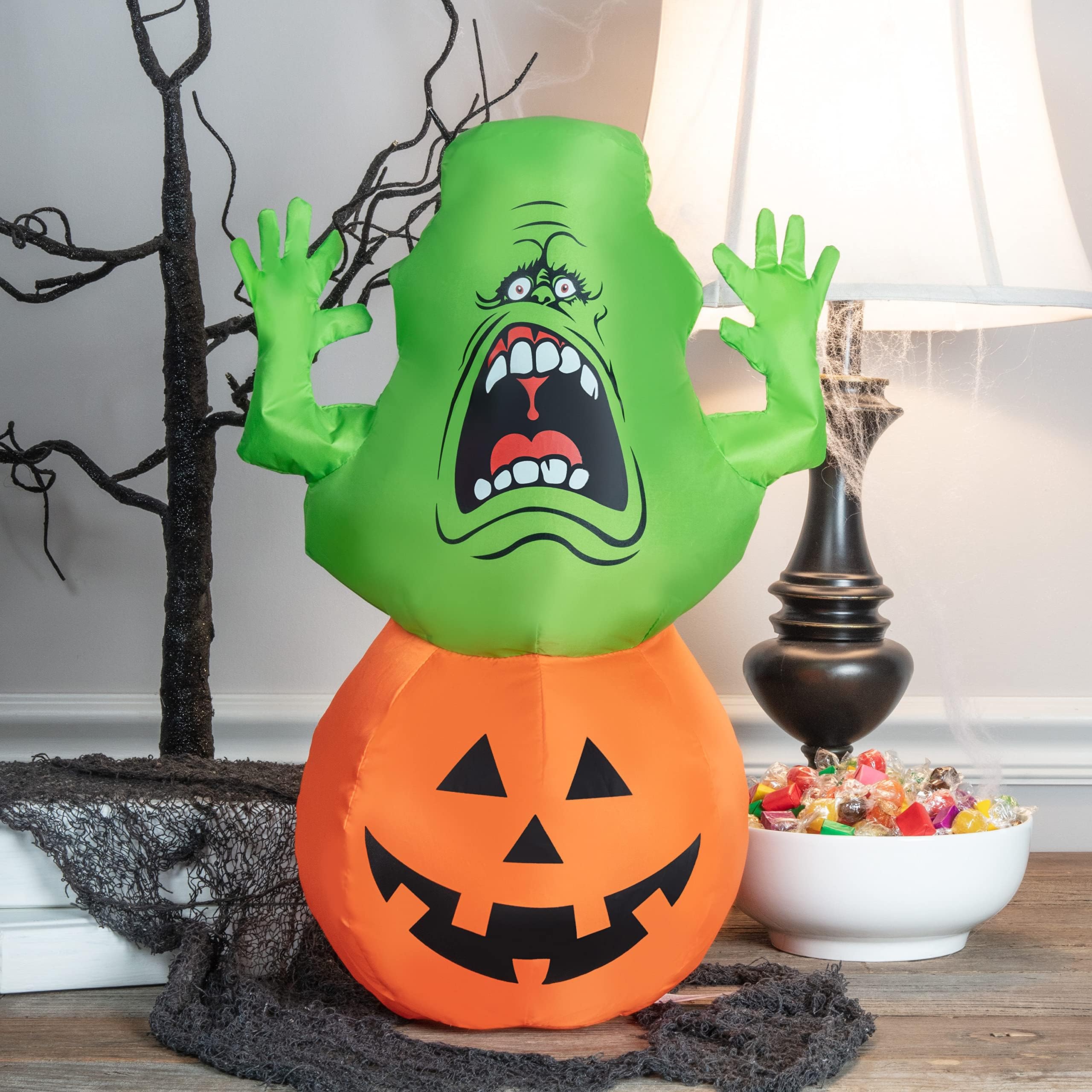 Amazon.com: Gemmy Airblown Slimer Ghost on Ghost Trap Ghostbusters, 3.5 ...