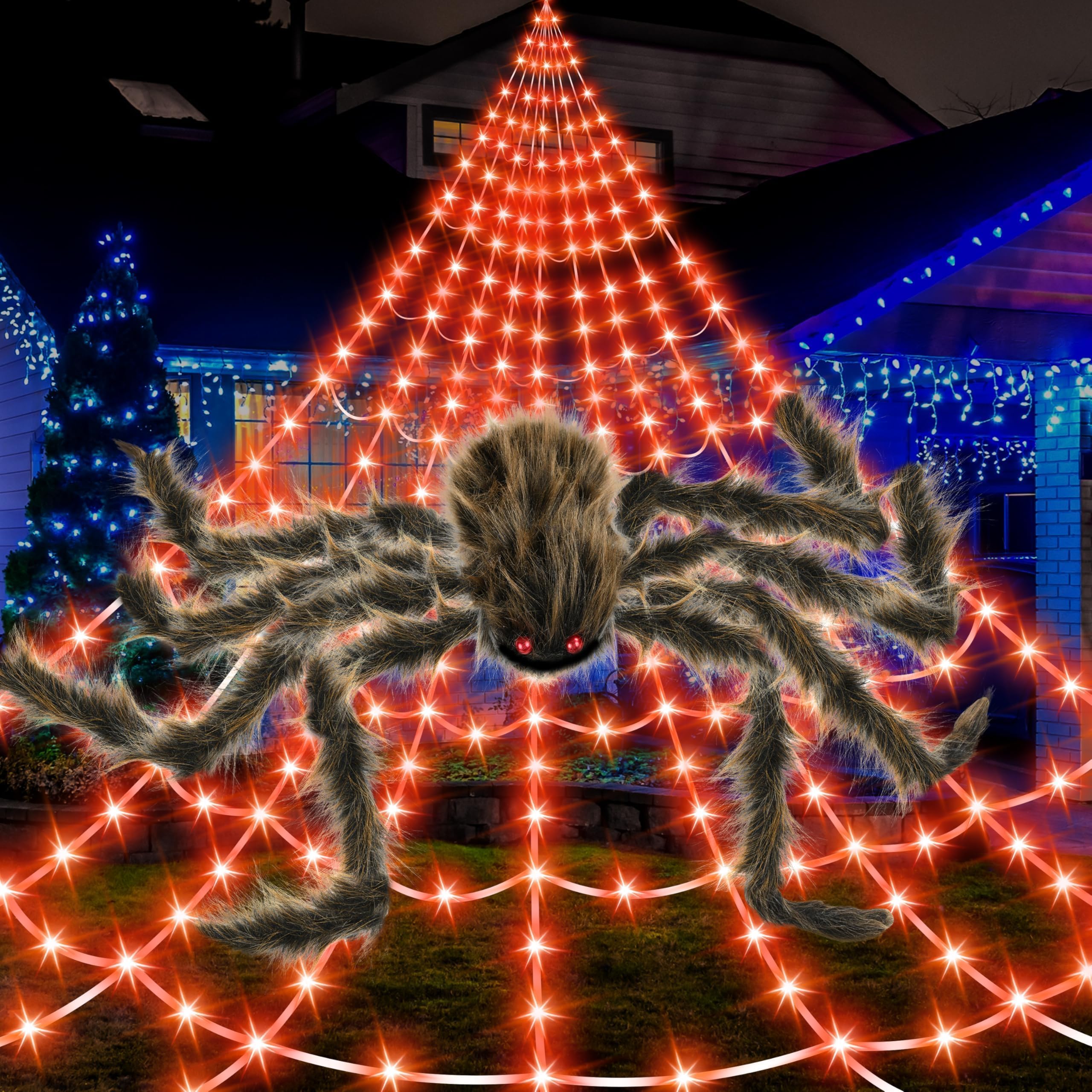 Amazon.com: Halloween Decorations Outdoor, 450 LED 16.4FT Big Spider ...