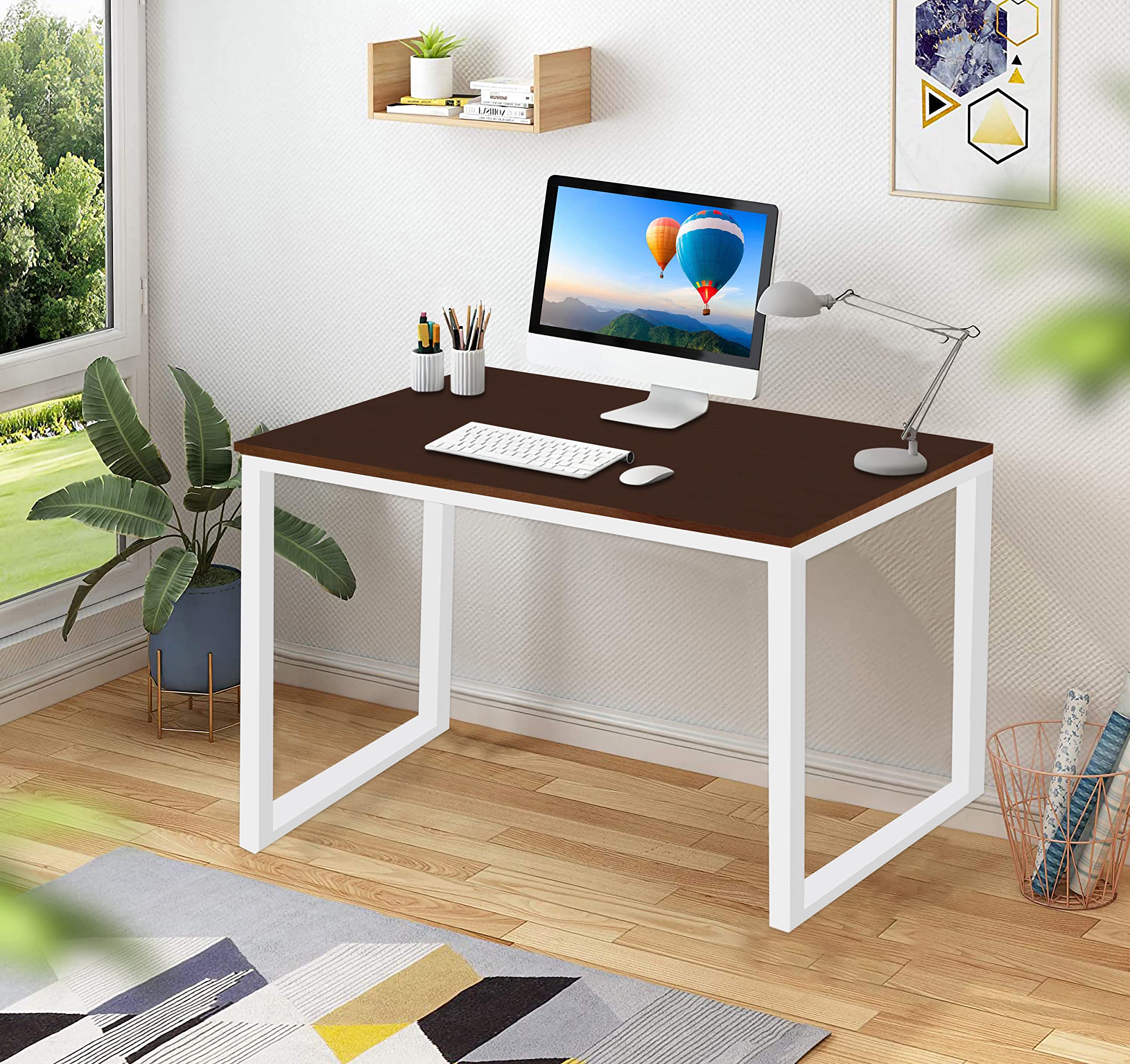 Tablewala Office Table Workstation Desk, 4 by 2, White Legs and Enginee ...