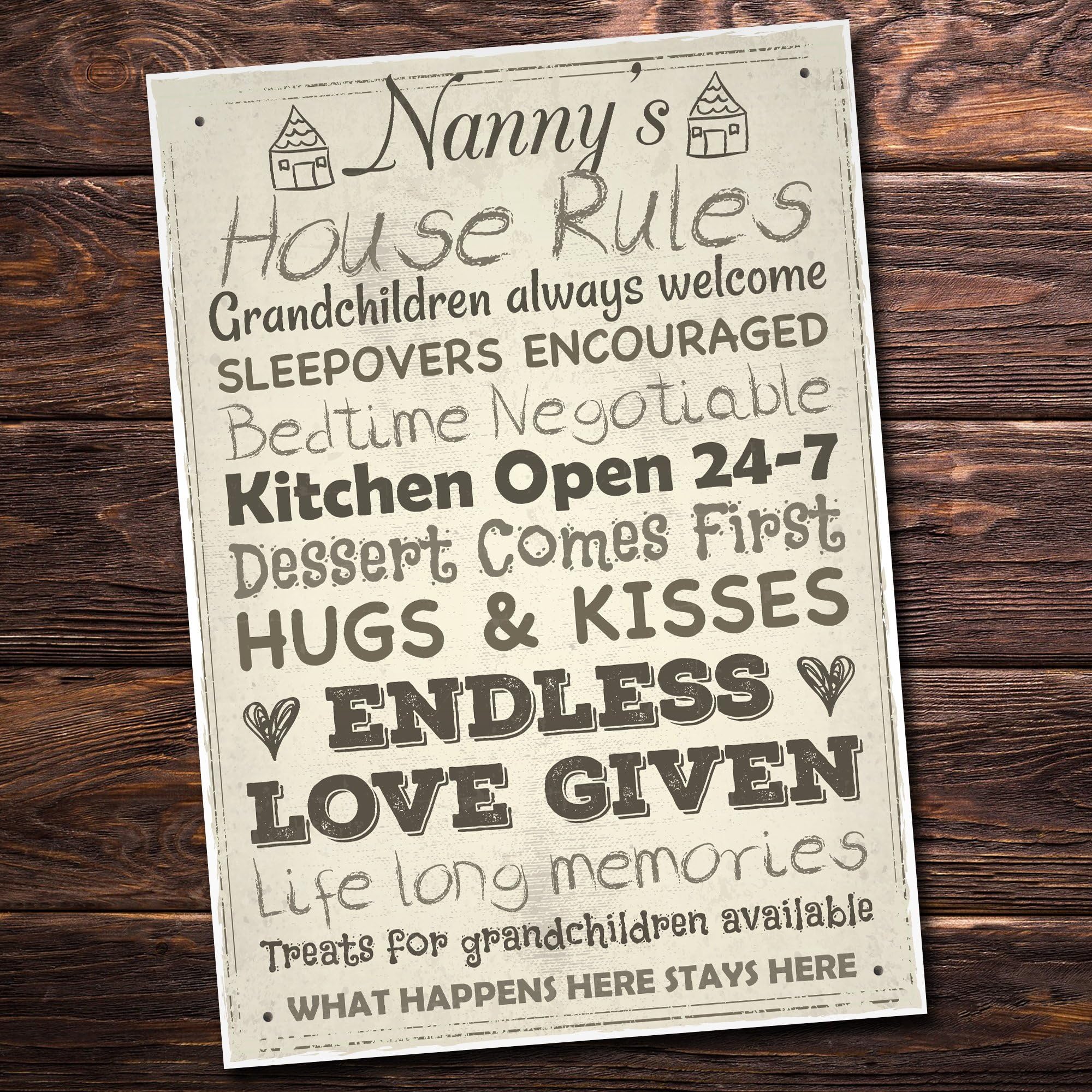 RED OCEAN Nanny's House Rules Mum Nanny Grandma Grandad Mother's Day ...