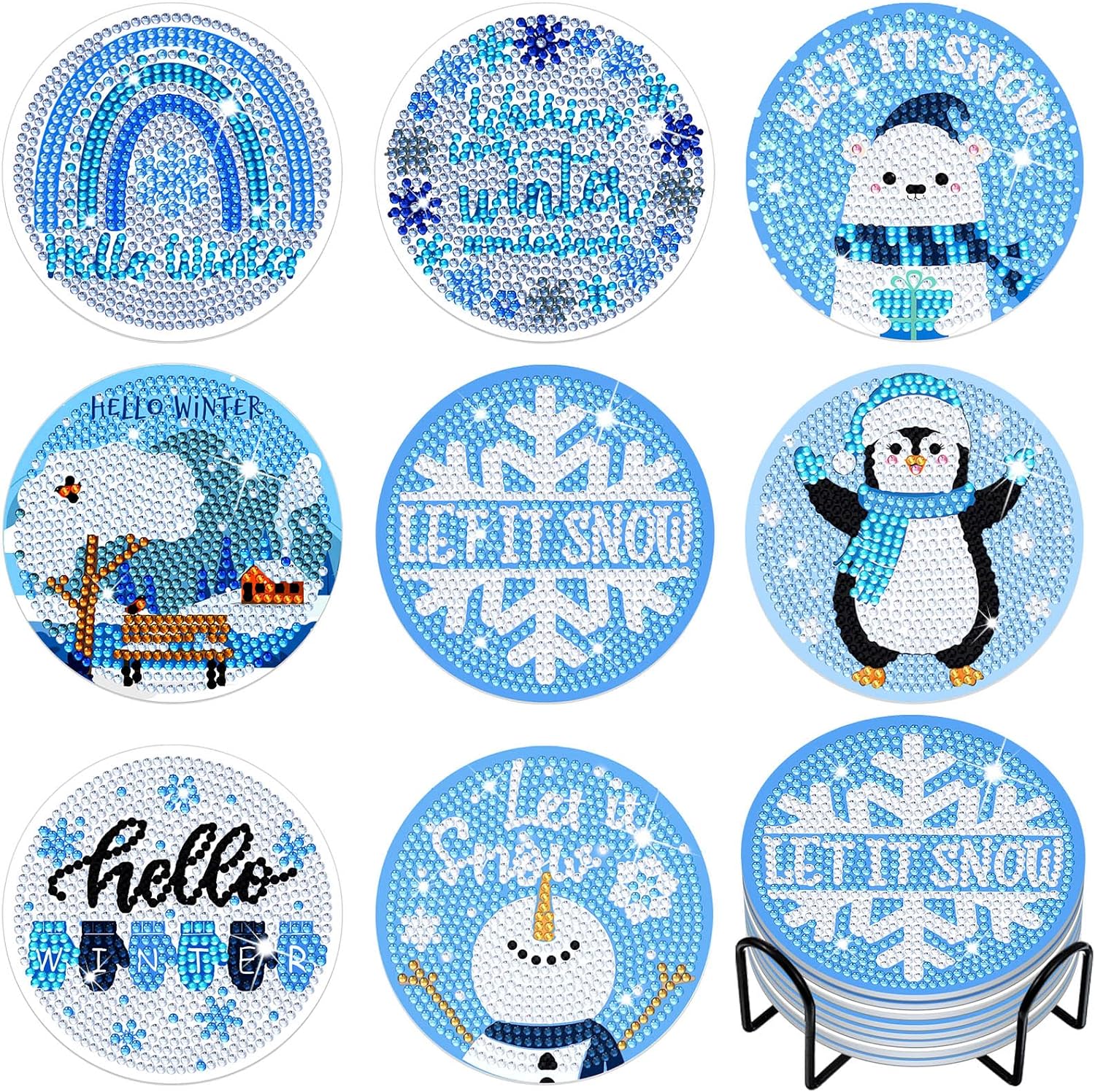 Amazon.com: Perthlin 8 Pcs Winter Snowflake 5d Diamond Painting ...