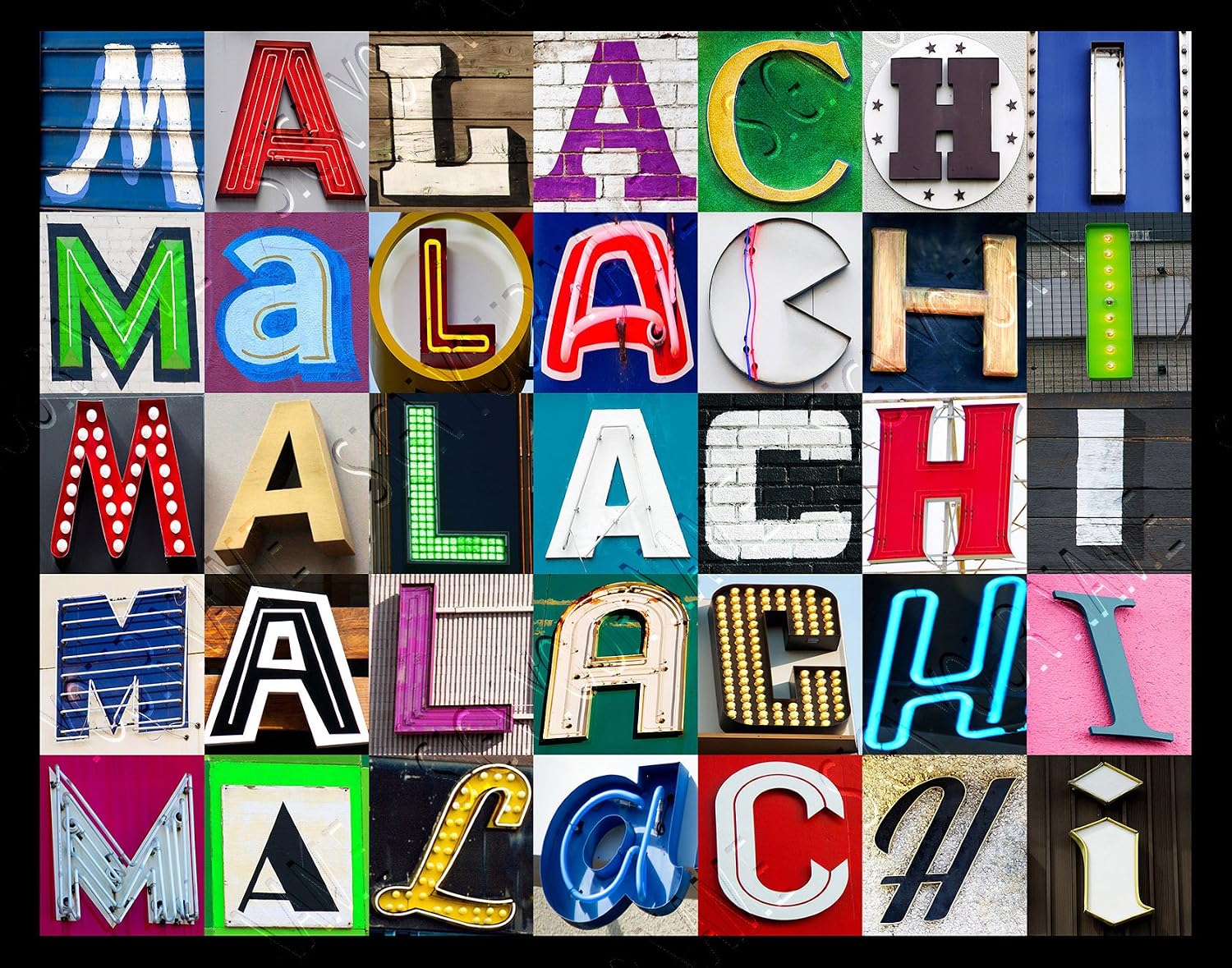 Amazon.com: Malachi Personalized Name Poster Using Photos of Real Sign ...