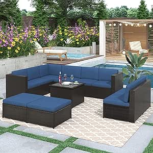 Amazon Merax 9 Piece Patio Furniture Set Outdoor Conversation Pe
