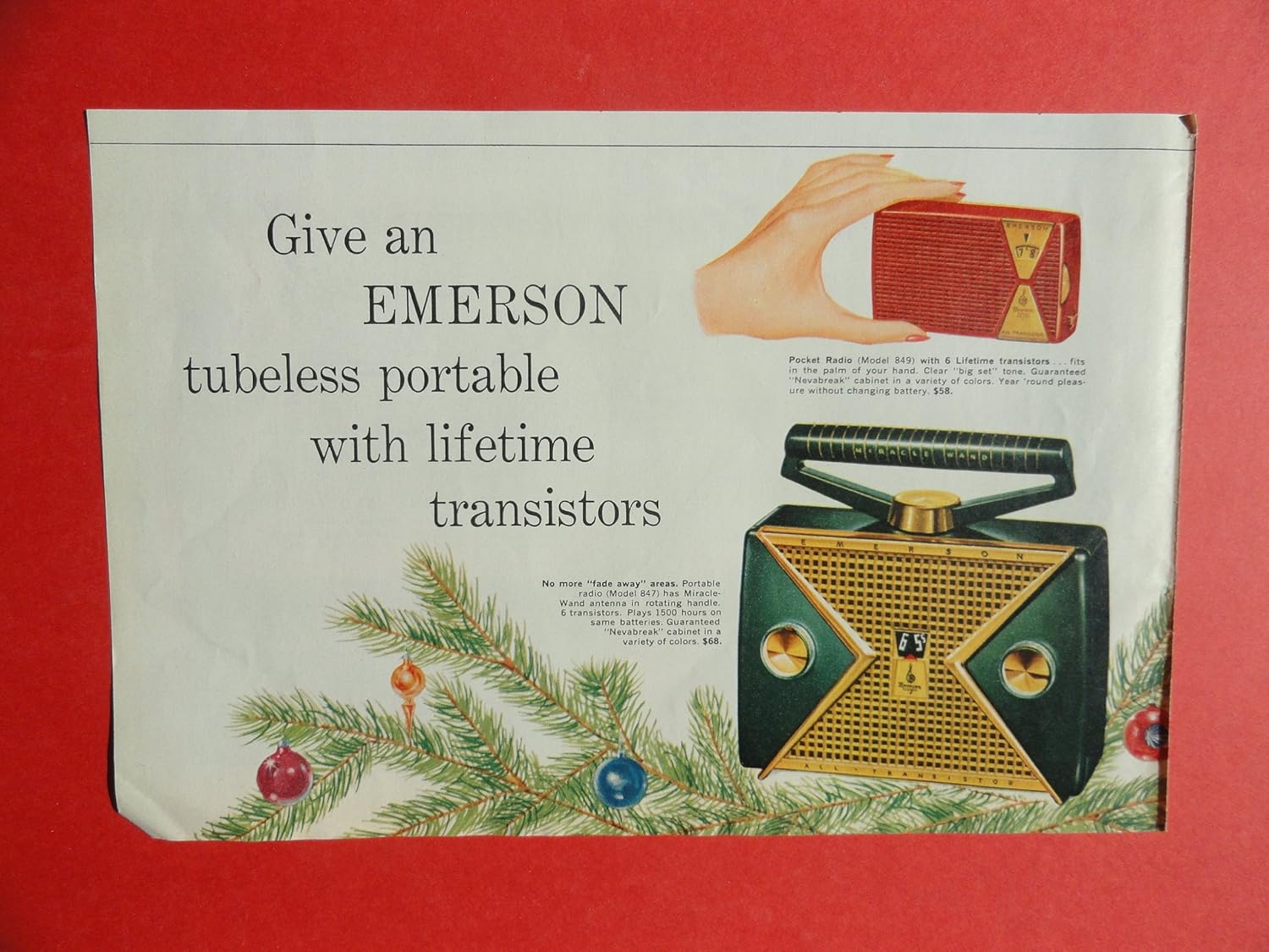 Amazon.com: Emerson portable transistors,1956 print ad (red transistor ...