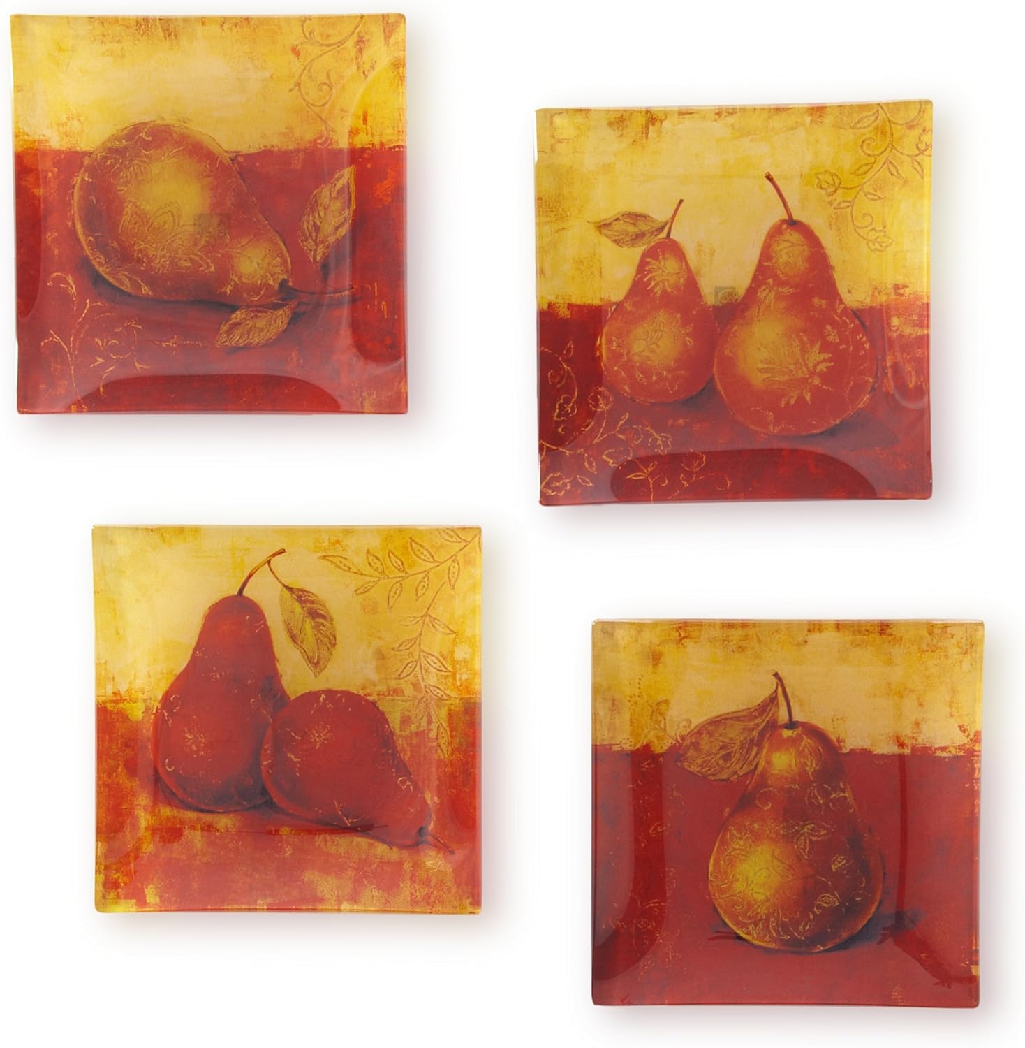 Amazon.com: Prima Design 6" Paisley Pears Dessert Plates, Set of 4 ...