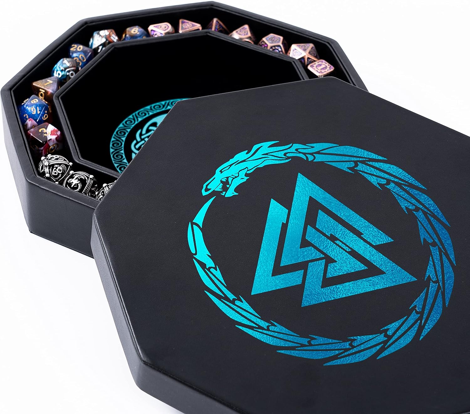 Soar Forge Dice Tray for DND and RPG - Beautiful Cerulean Blue Valknut ...