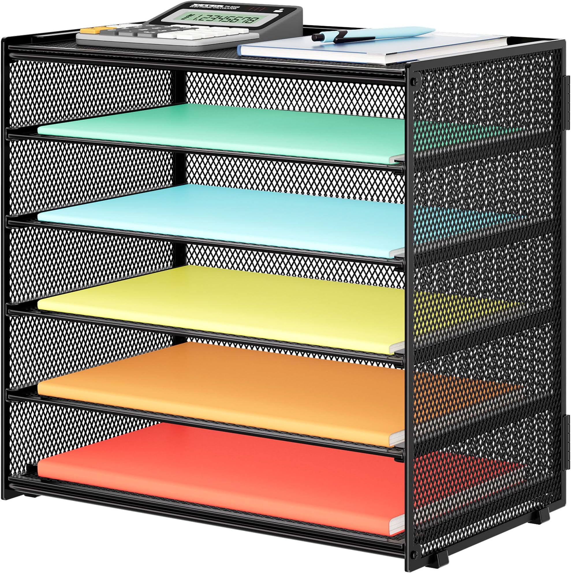 Amazon.com: EasyPAG Desk Organizer Tray with Drawer 5 Tier Mesh File ...