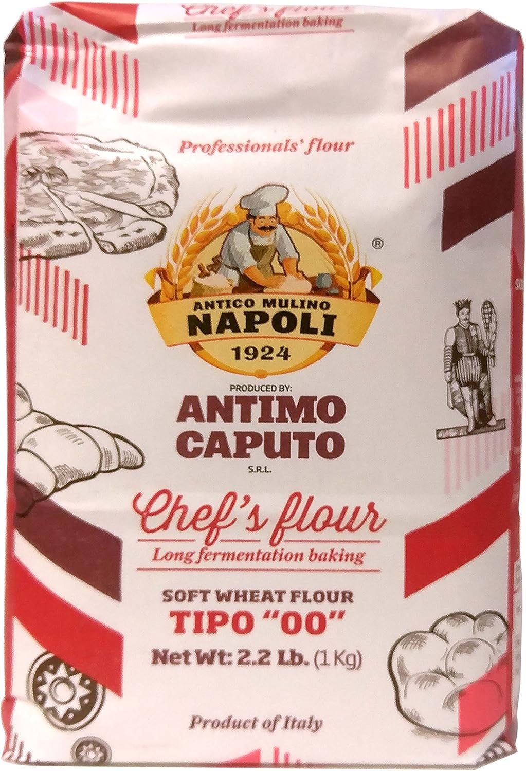 Antico Molino Caputo Chef's Flour Tipo "00" 1 Kg (Four 2.2 Lb Bags ...