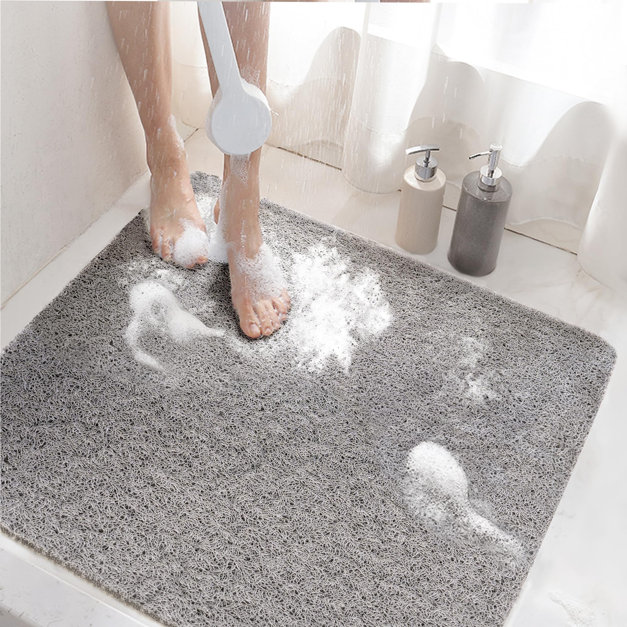 Amazon.com: HOMBYS Square Shower Mat Non Slip, 20"x20" PVC Loofah ...
