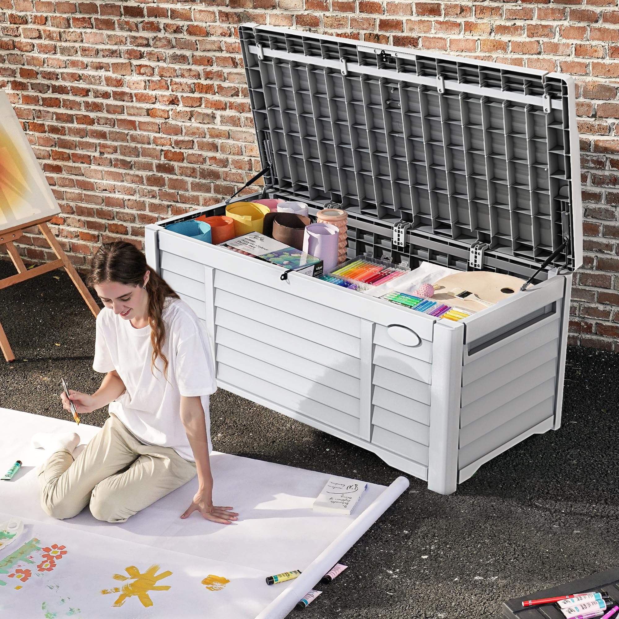 Snapklik.com : DWVO 120 Gallon Outdoor Louver Storage Deck Box w ...