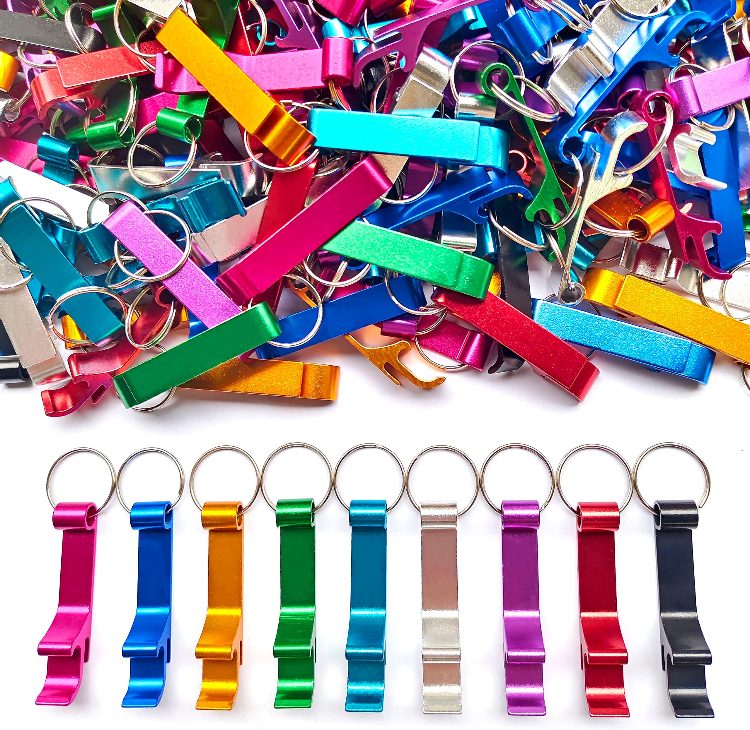 Amazon.com: 180 Pieces Colored Bottle Opener Keychain Metal Beer ...