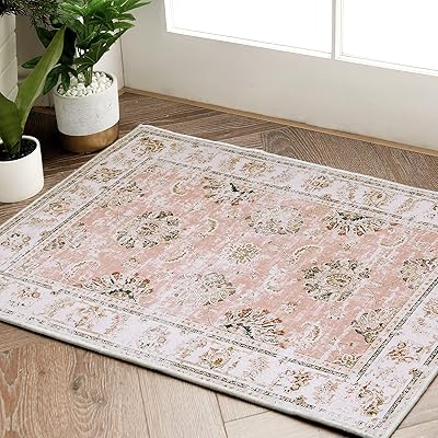 Amazon.com: MUJOO Pink Rugs for Bedroom Girls Small Boho Area Rug ...