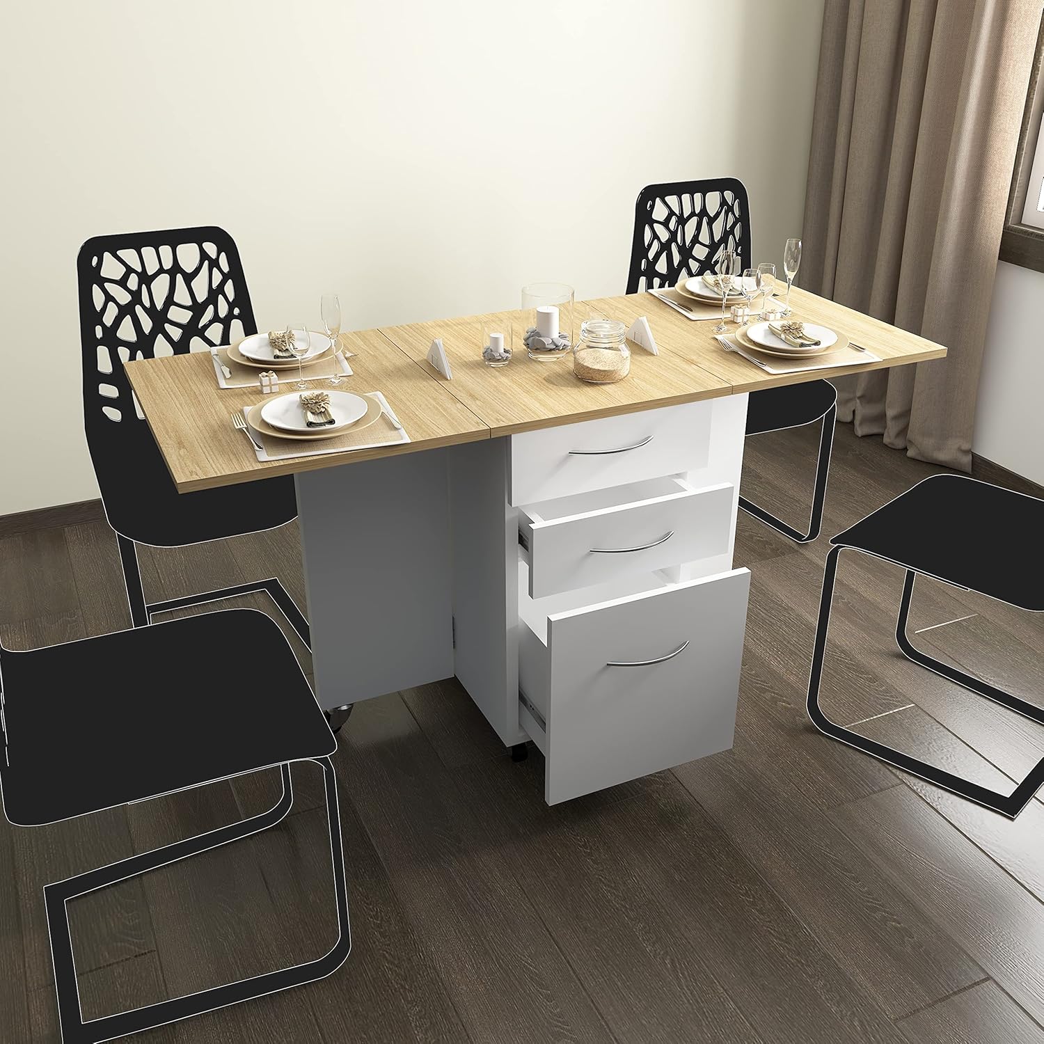 Studio Kook Dolce Engineered Wood 4 Seater Folding Dining Table ...