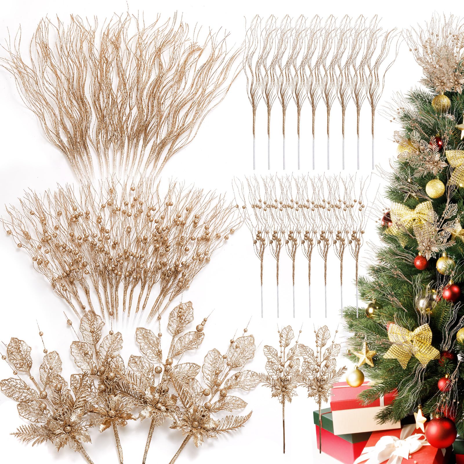 Amazon.com: Serwalin 32 PCS Christmas Tree Picks Filler,Artificial ...