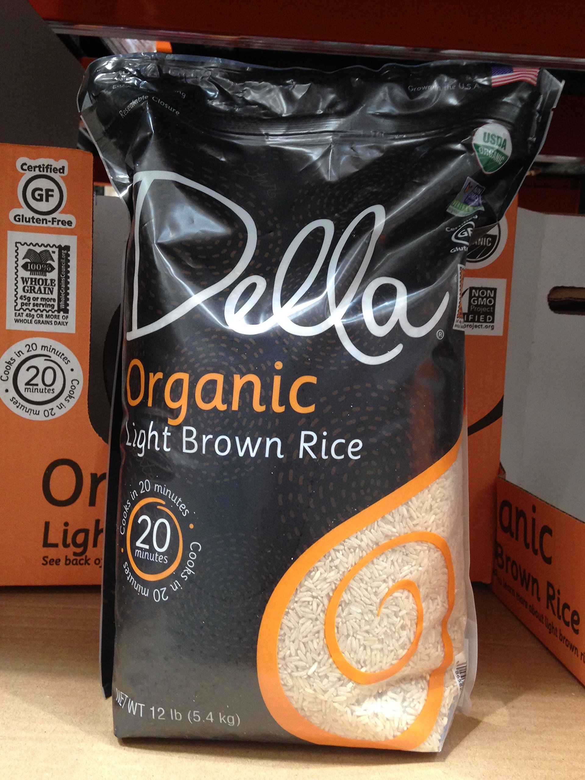 Amazon.com : Della organic light brown rice 12lb. A1 : Grocery ...