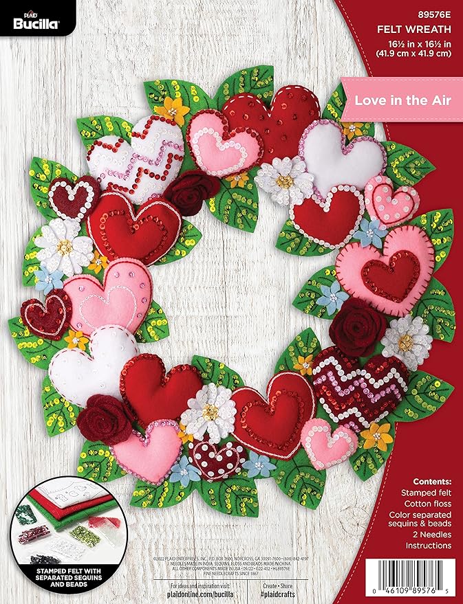 Amazon.com: Bucilla Felt Applique Wall Hanging Kit, Love in The Air ...