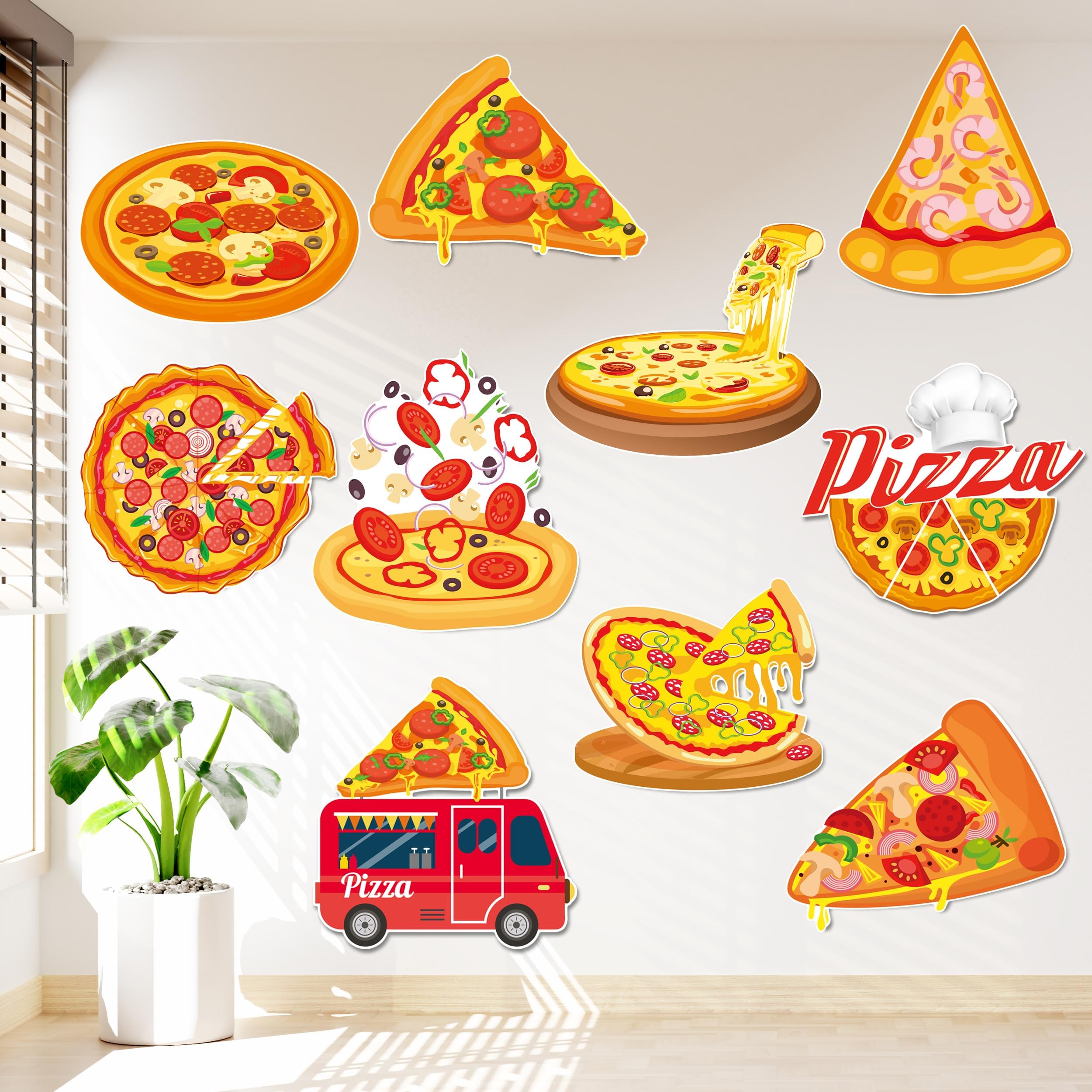 Amazon.com: 10 Pieces Pizza Party Cutouts Big Pizza Cut-Outs Pizza ...