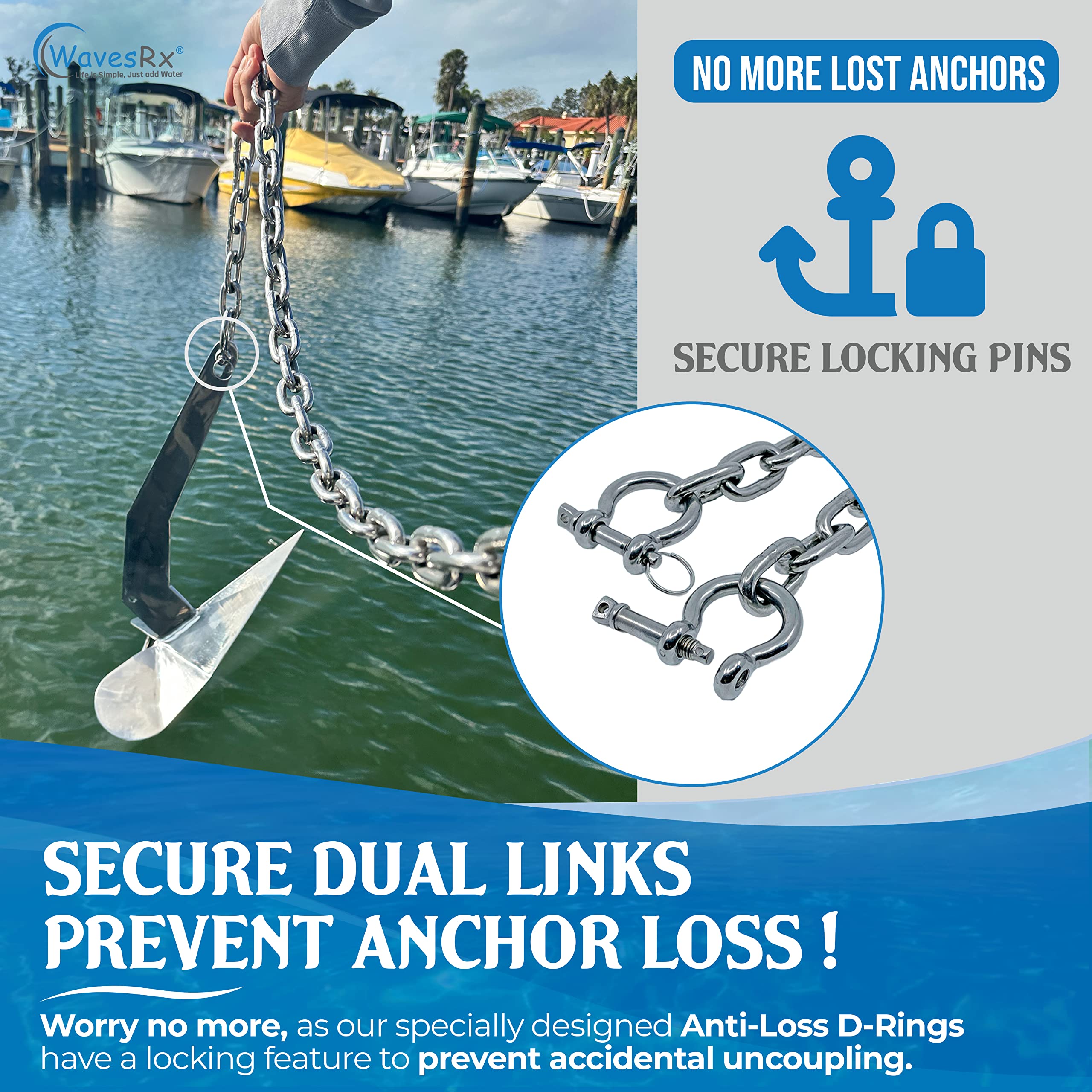Snapklik.com : WAVESRX Stainless Steel Anchor Chain For Boats, Jet Skis ...