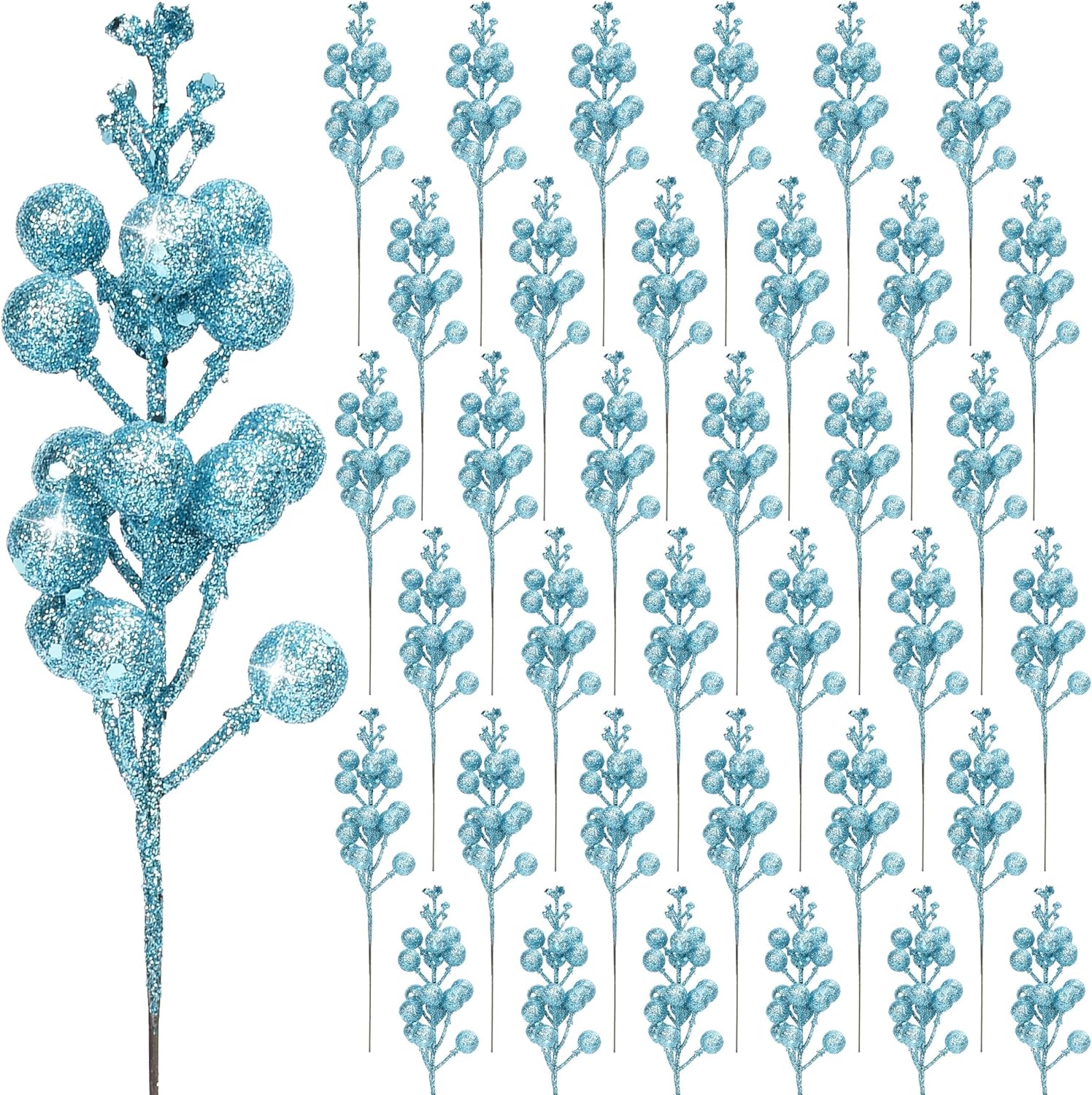 Amazon.com: Palonu 36 Pcs Christmas Glitter Berries Stems,8.5 Inch ...