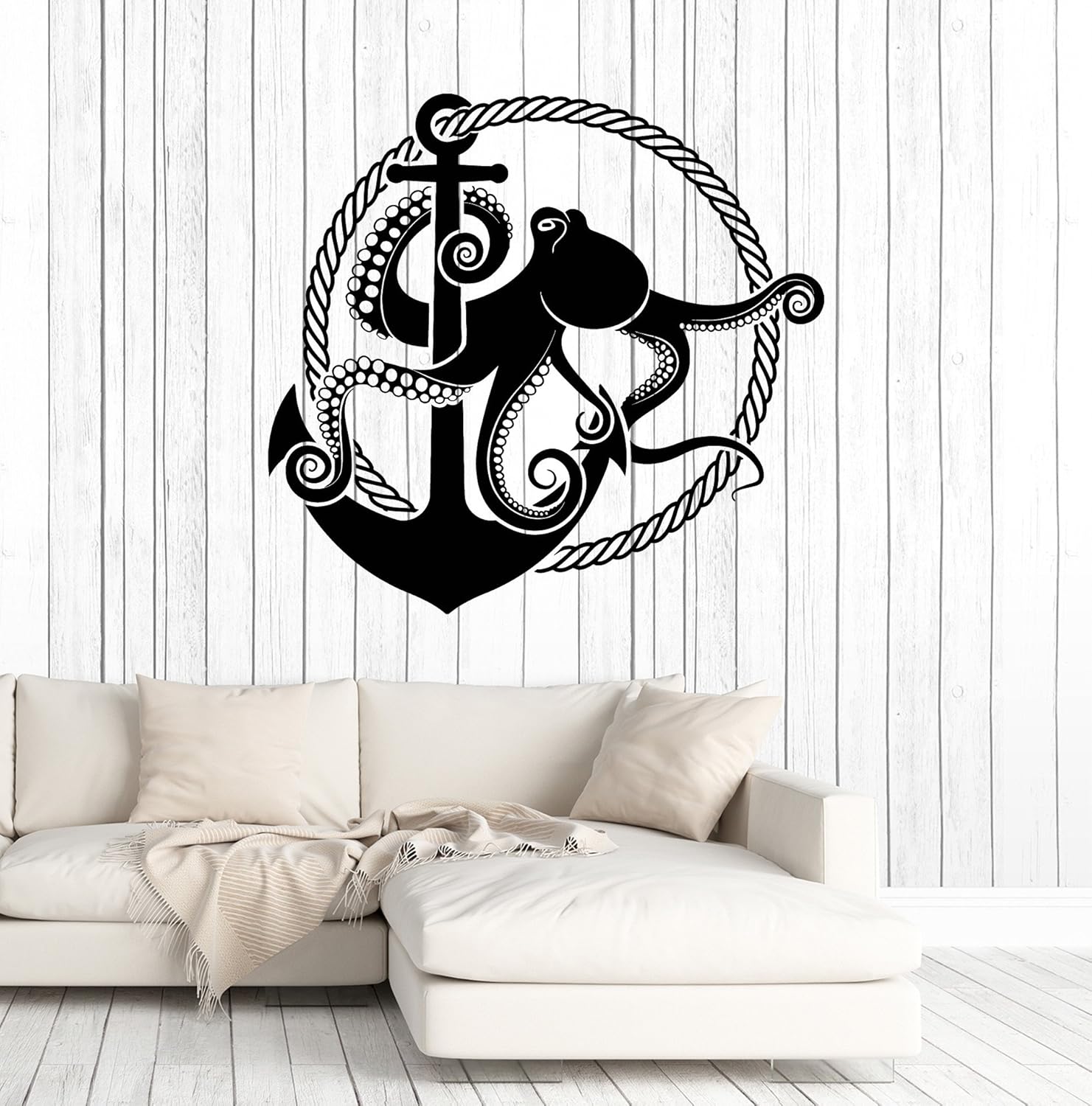 Amazon.com: Vinyl Wall Decal Anchor Octopus Rope Nautical Style Marine ...