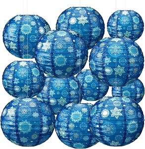 Retisee 12 Pcs Blue Chinese Paper Lanterns 10 Inch Large Hanging Paper ...