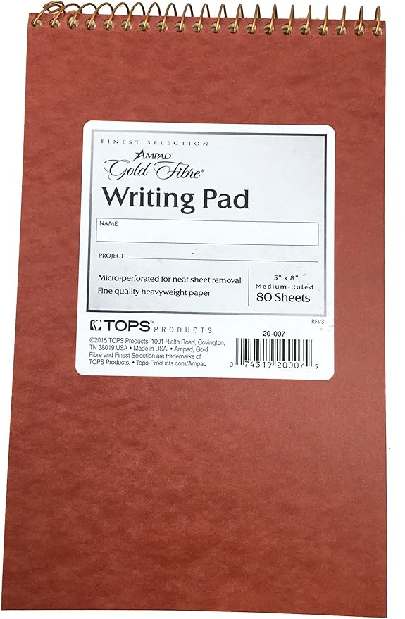 Amazon.com : Gold Fibre Retro Writing Pad, Medium Rule, 5 x 8, Ivory ...