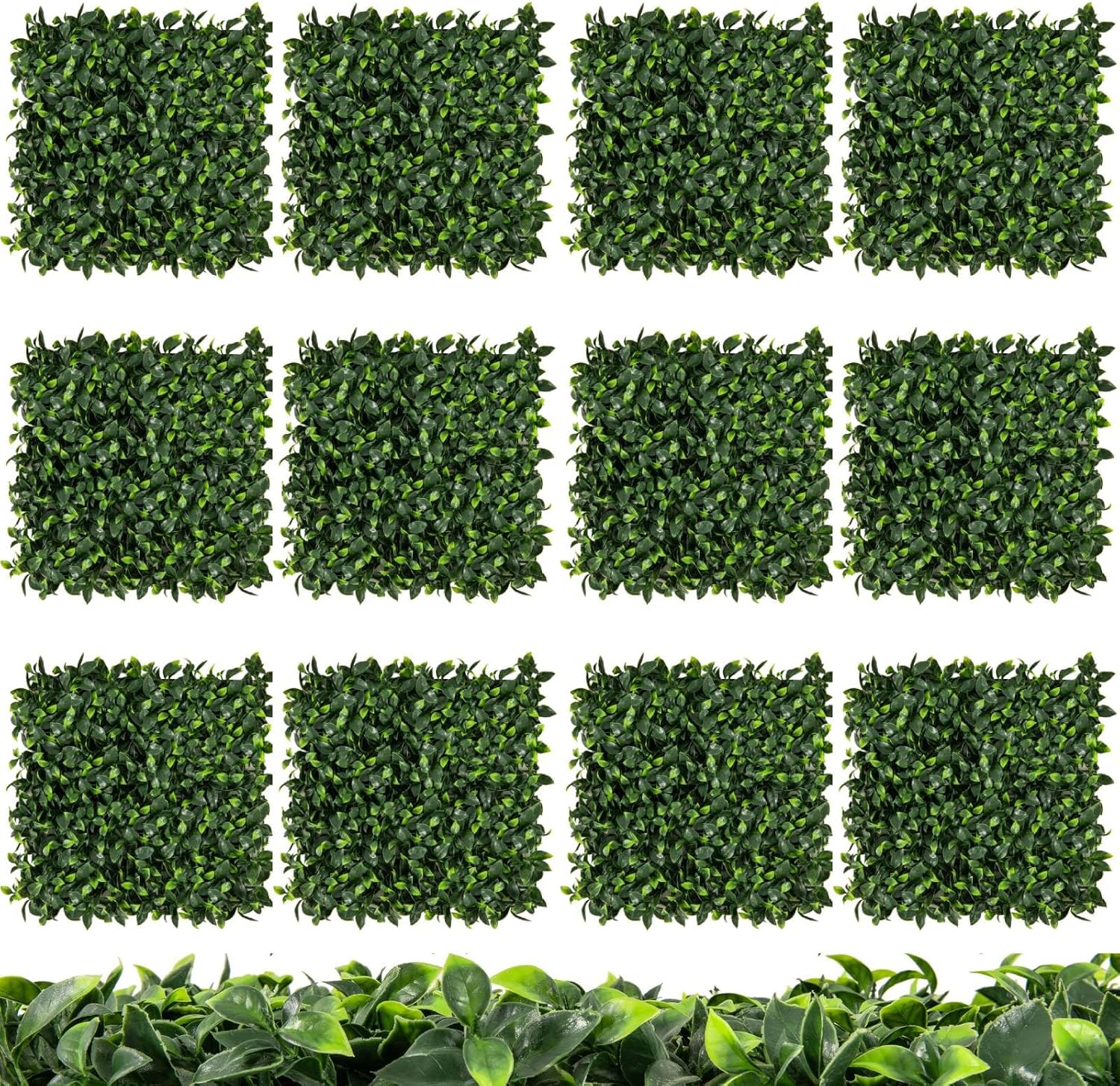 COSTWAY 12PCS Artificial Hedge Panels, 50 x 50cm Home Greenery Wall ...