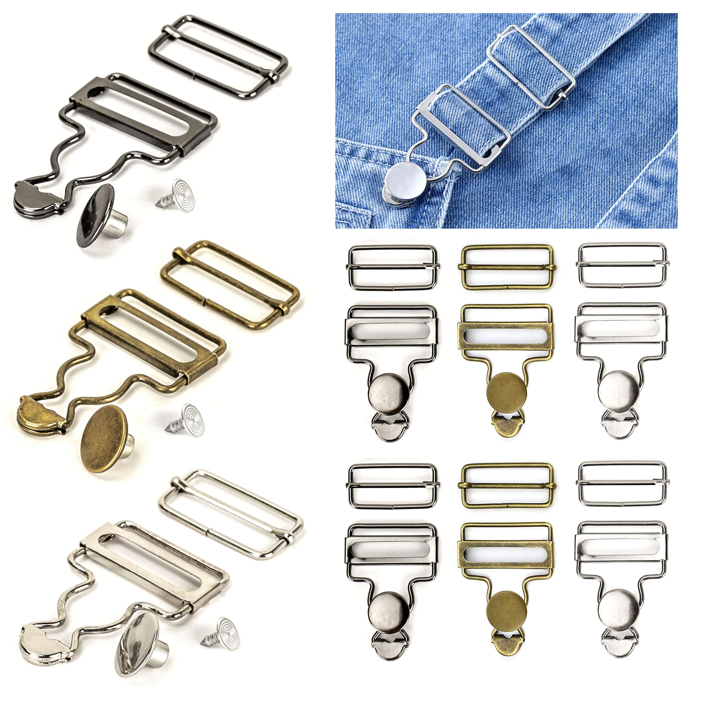 Amazon.com: Lesnala 24 Sets 3 Color Overalls Buttoned Hooking Metal ...