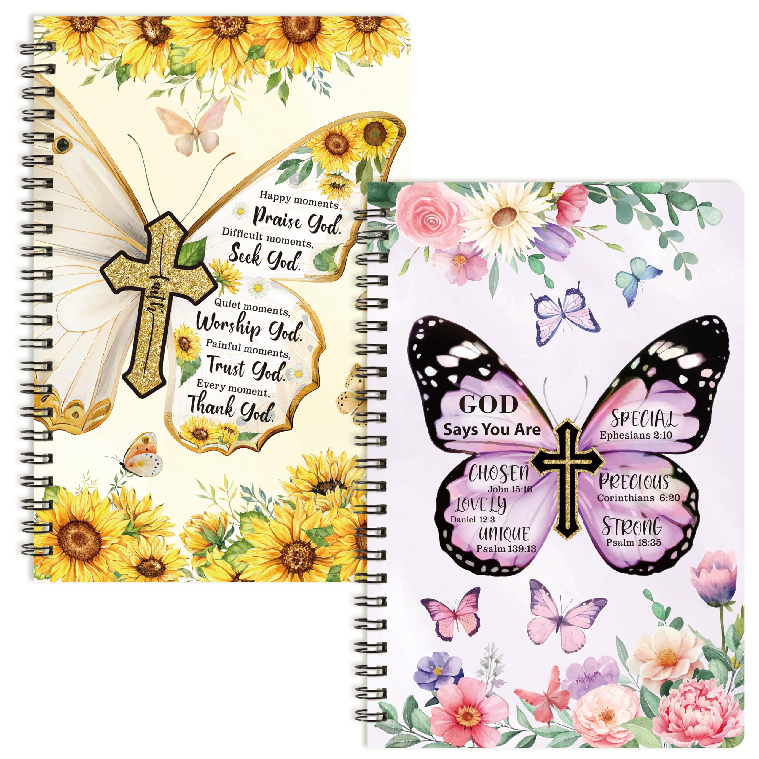 Snapklik.com : 2Pack A5 Floral Cross Butterfly Religious Spiral ...