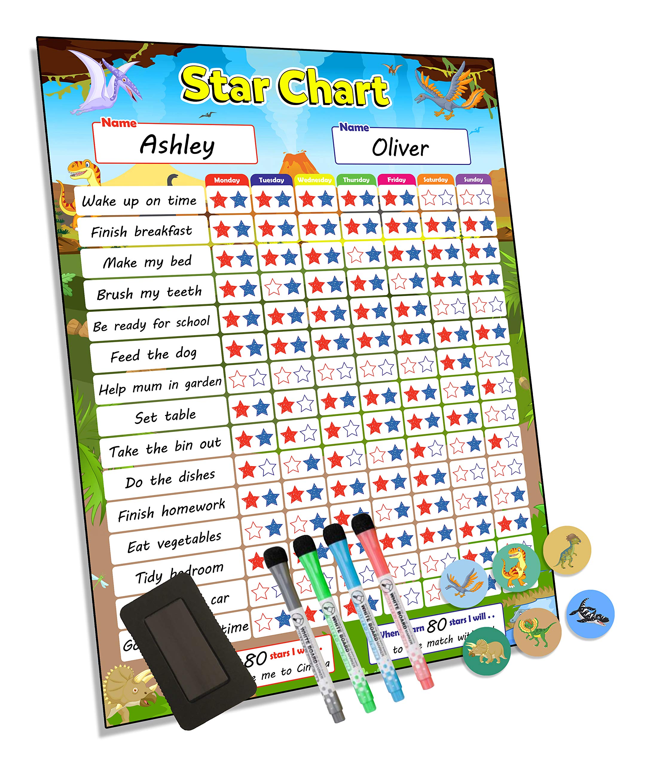 Buy WISDOM LEARNING Dinosaur Star Magnetic Reward Chart School Potty ...