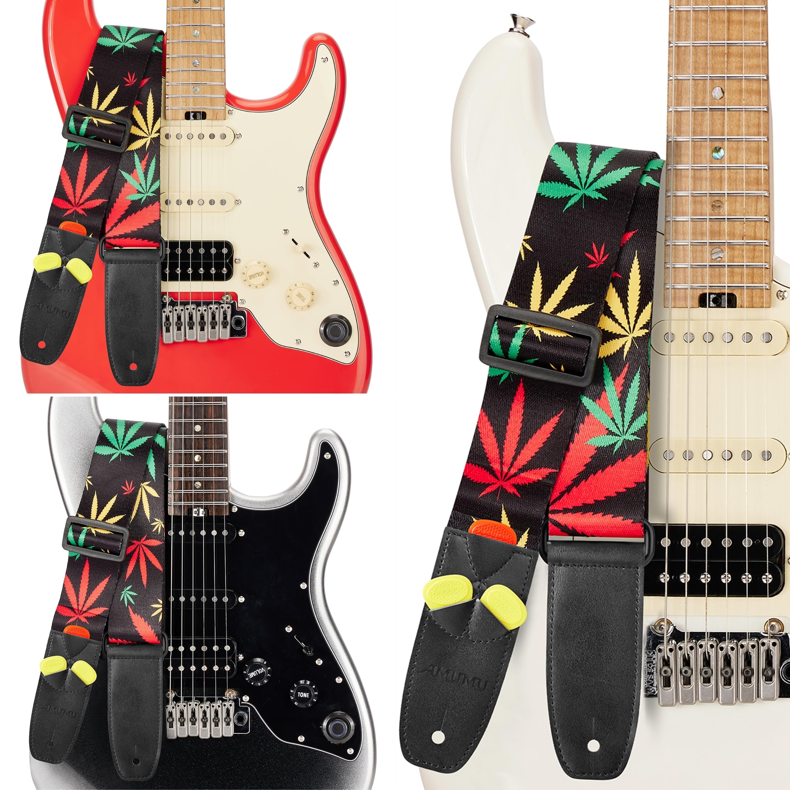 Snapklik.com : Amumu Reggae Marijuana Leaf Guitar Strap For Acoustic ...