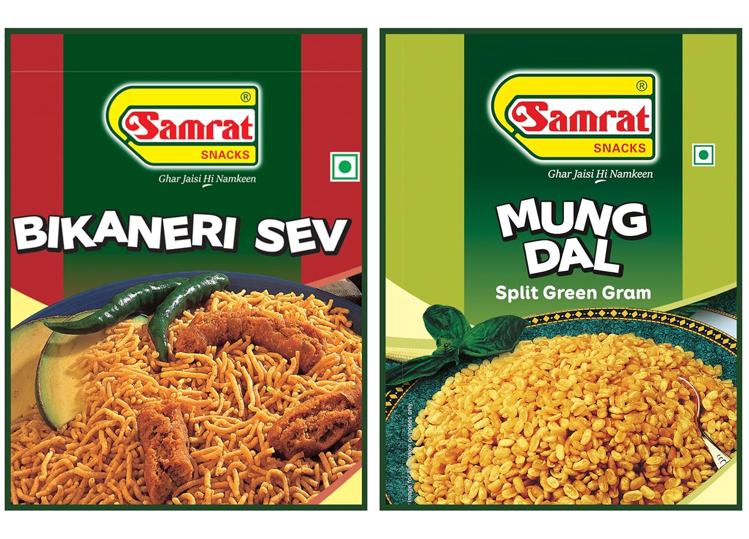 SAMRAT| Assorted Combo Pack of 2 | BIKANERI SEV | MUNG DAL | Pack of 2 ...