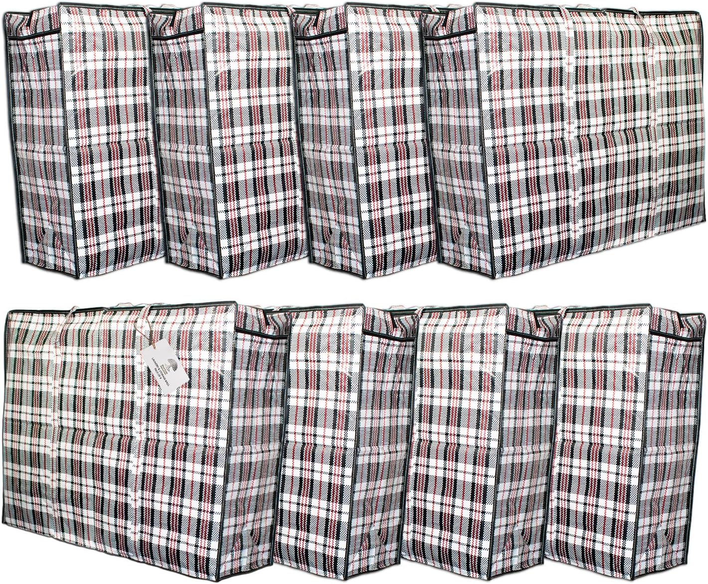 Amazon.com: Set of 6 Large & Jumbo Plastic Checkered Laundry Bags with ...