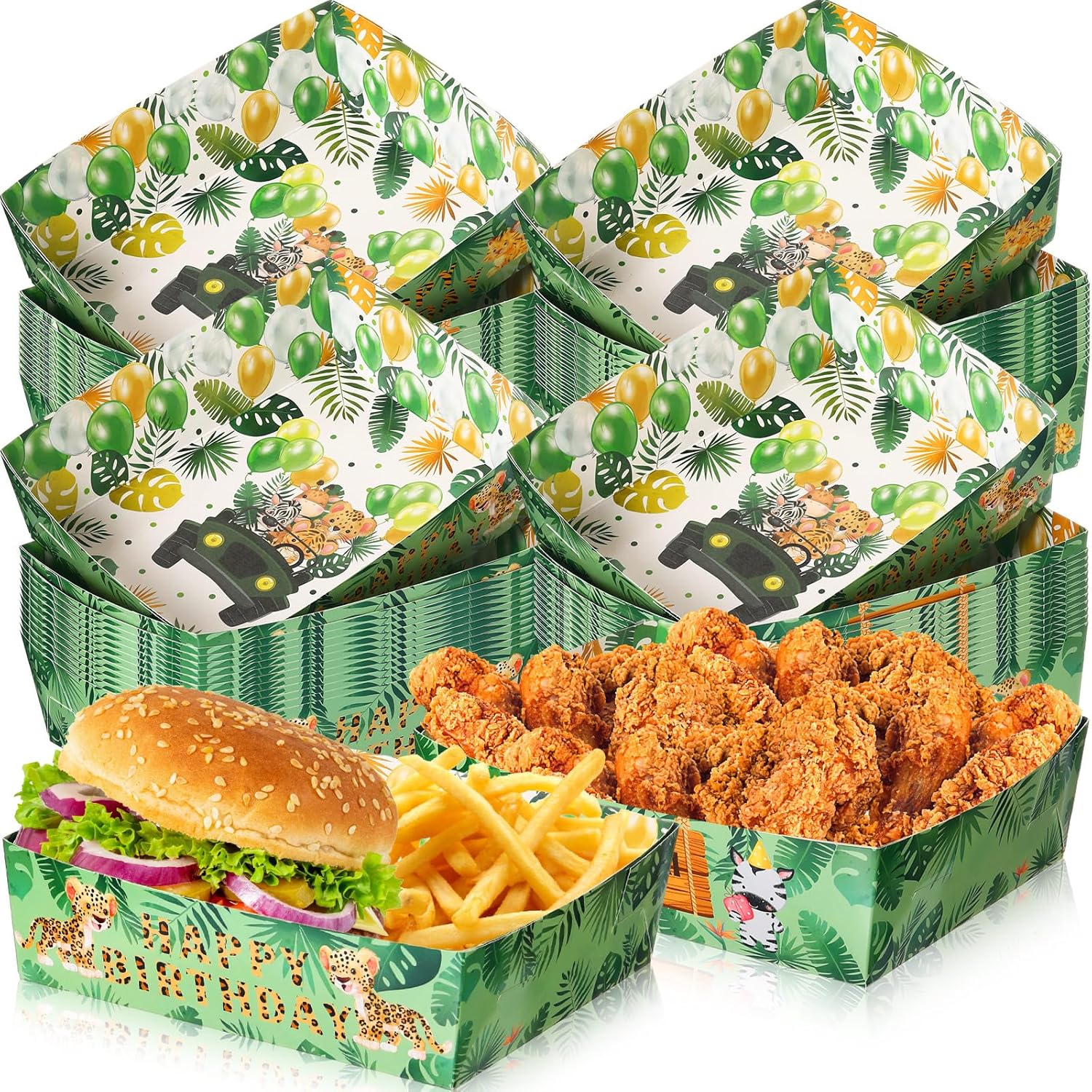 Amazon.com: 48 Pack 5lb Jungle Animal Party Paper Trays Large Safari ...