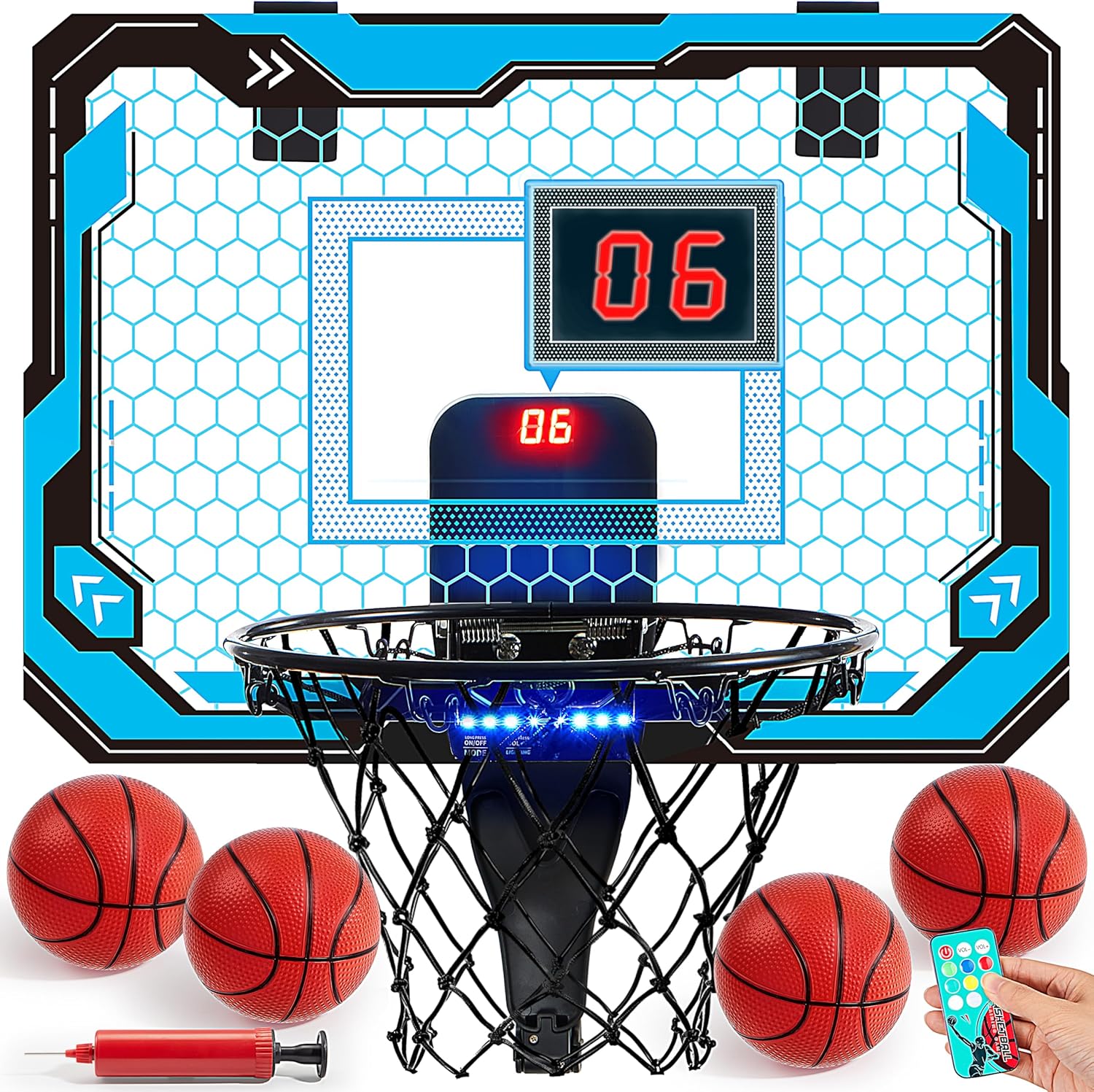 Amazon.com: SYNCFUN Mini Basketball Hoop for Kids, Light Up Over The ...