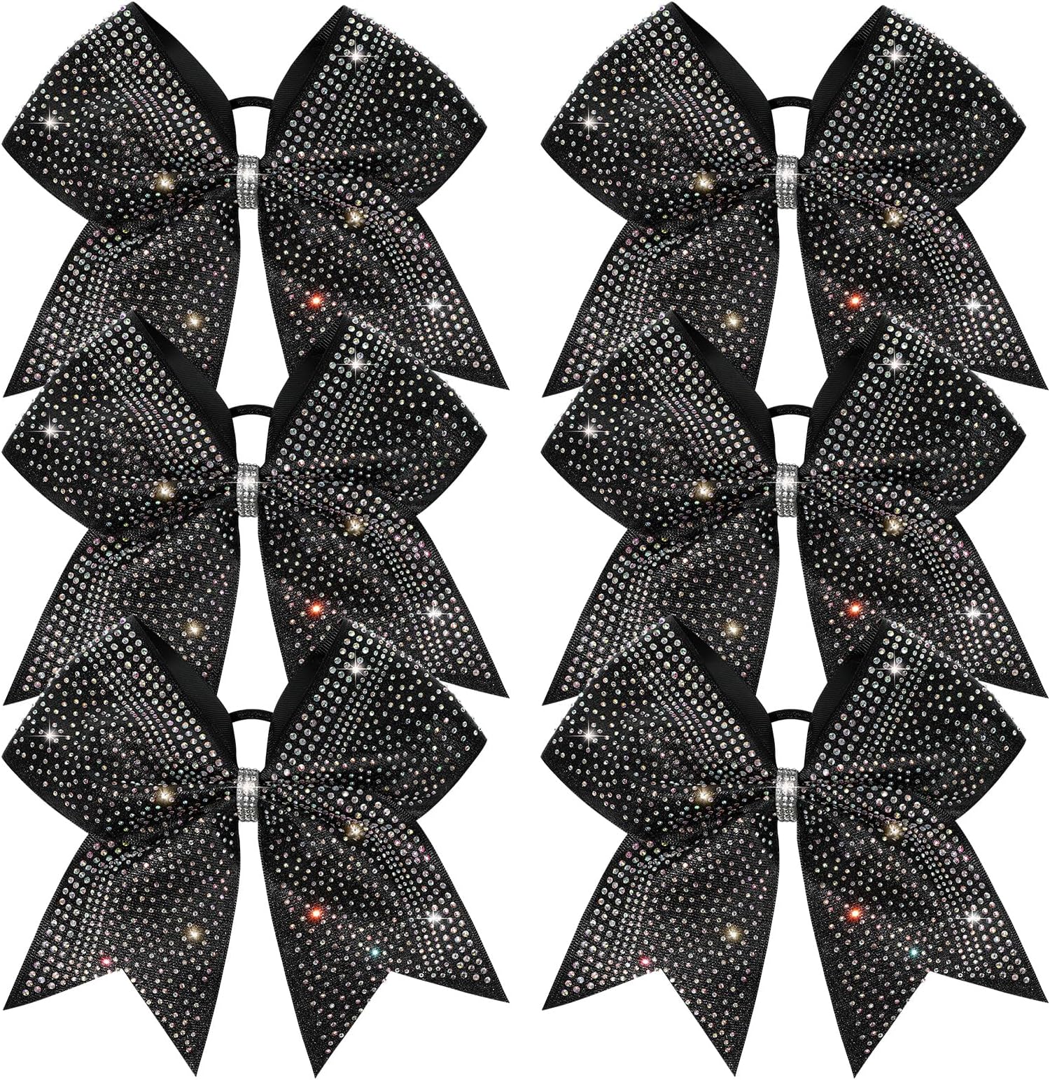 Amazon.com : DEEKA 6PCS 8" Large Glitter Black Cheer Bows with Full ...