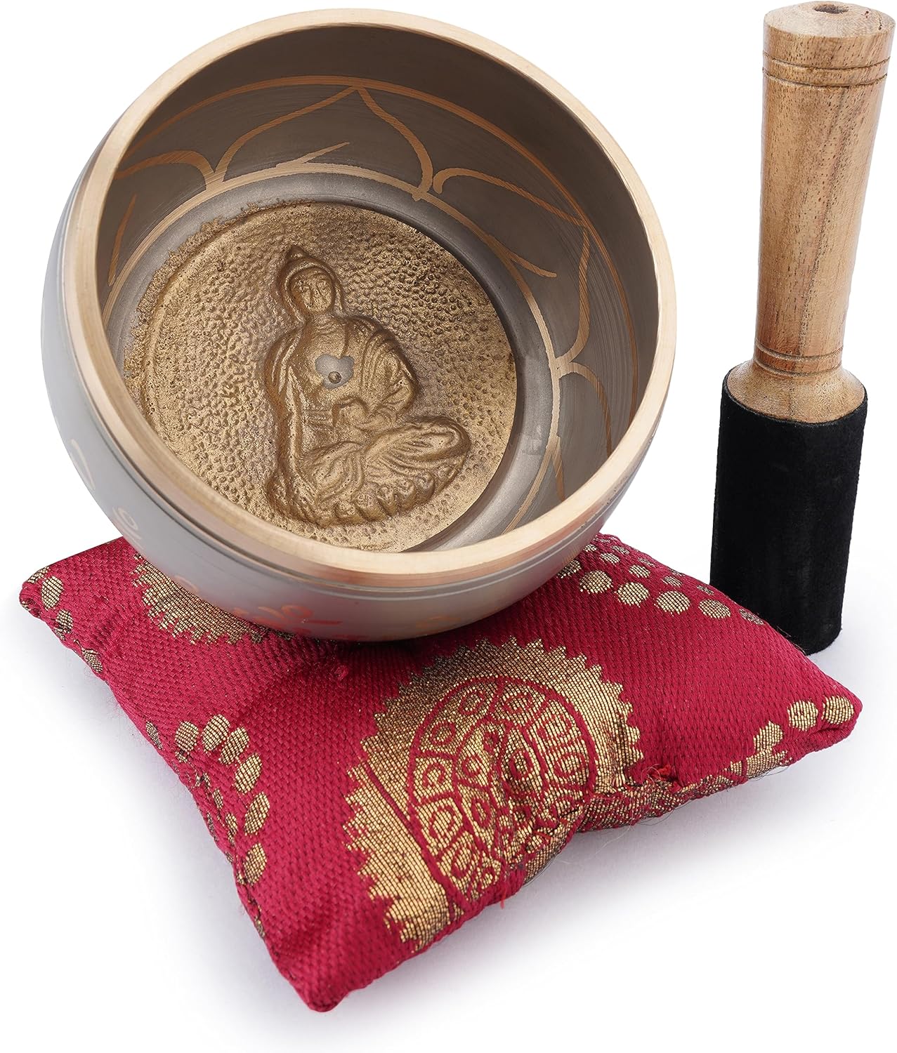 Ajuny Tibetan Singing Bowl Set - Handcrafted Meditation Brass Sound ...
