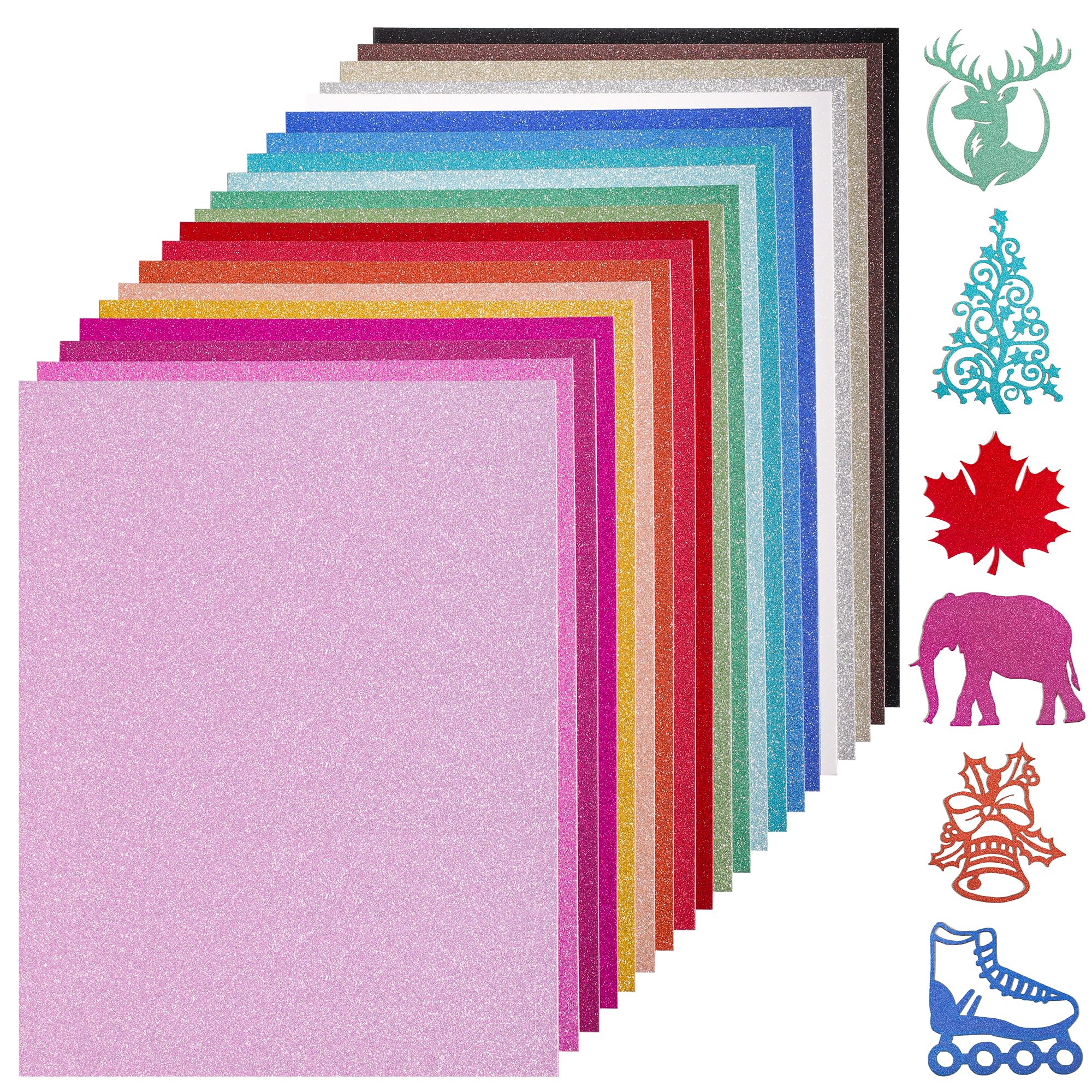 Amazon.com : 40 Sheets 20 Colors Glitter Cardstock Paper - 8.5 x 11 ...