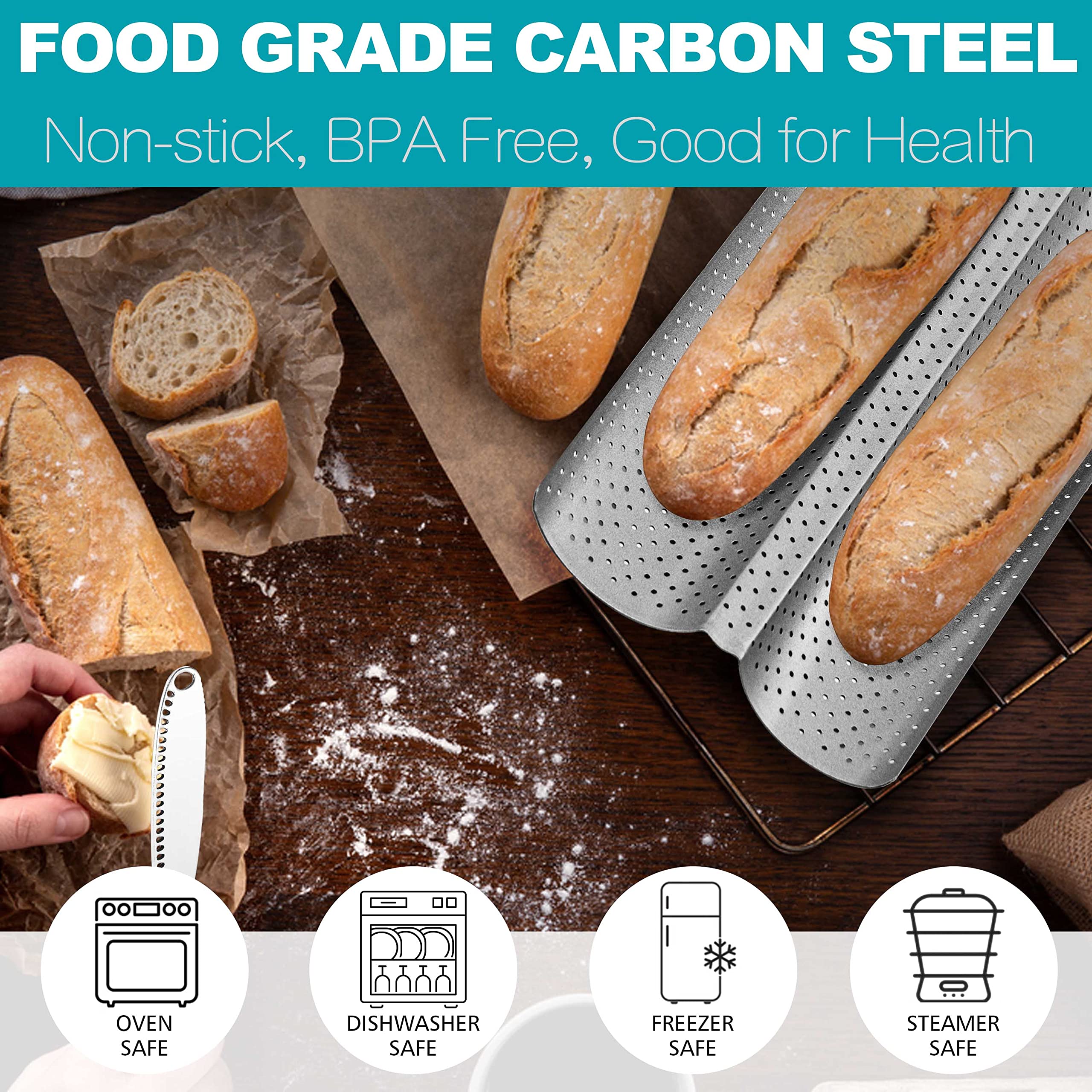 Snapklik.com : Anaeat Nonstick Perforated French Bread Baking Pan